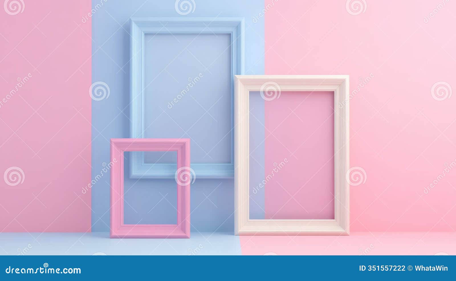Simple 3d Mockup with Frames in Pastel Color Stock Photo - Image of ...