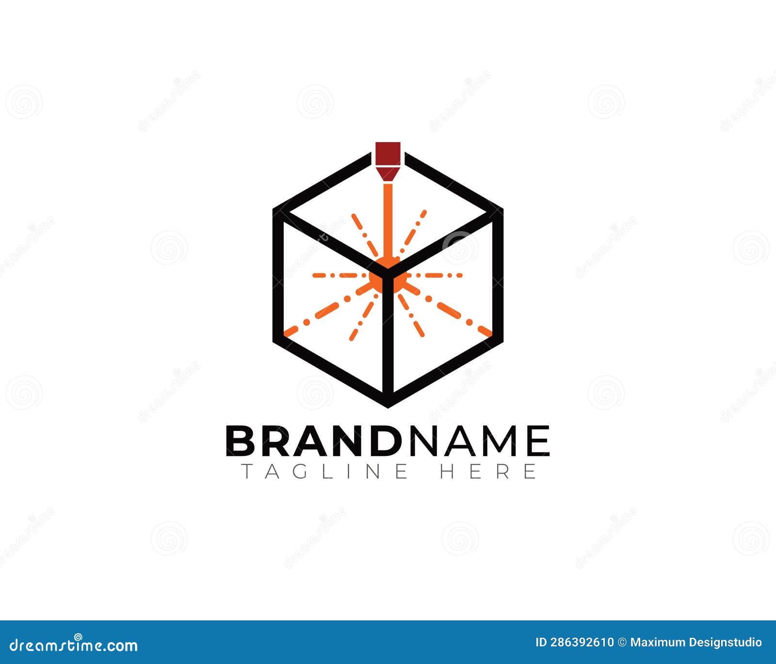 Simple 3D Printing and Laser Cutting Logo Template Stock Vector ...