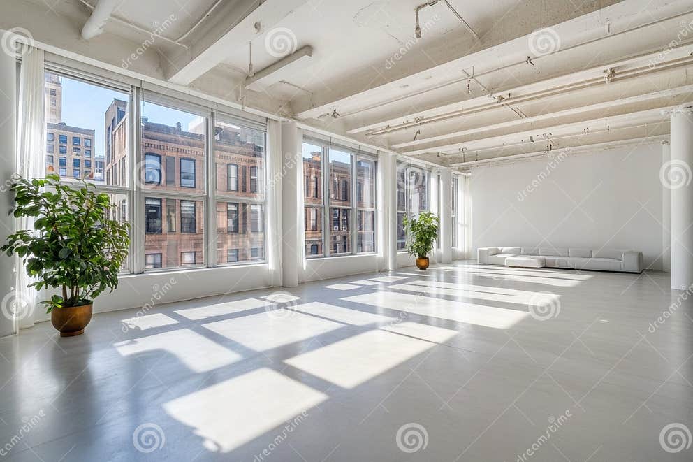 A Simple 3D-rendered Studio with a Pristine White Interior Acts As an ...