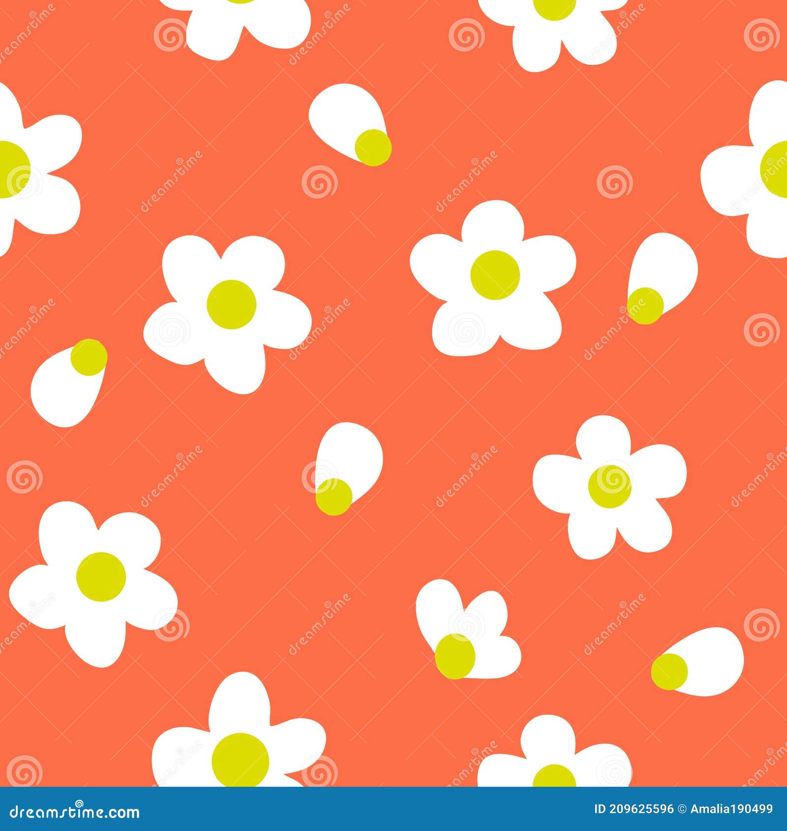 Simple Daisy Flower Repeat Pattern Design Stock Vector - Illustration ...