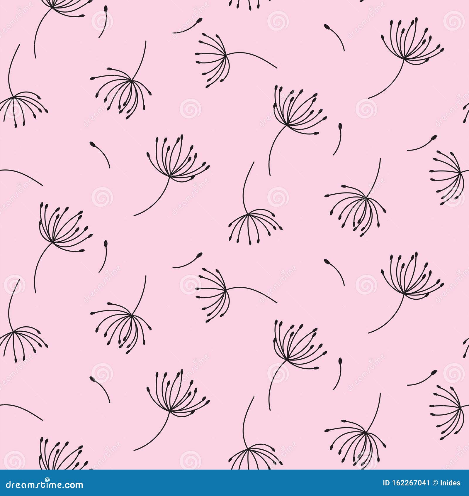Simple Dandelions on Pink Seamless Pattern Background. Stock Vector ...