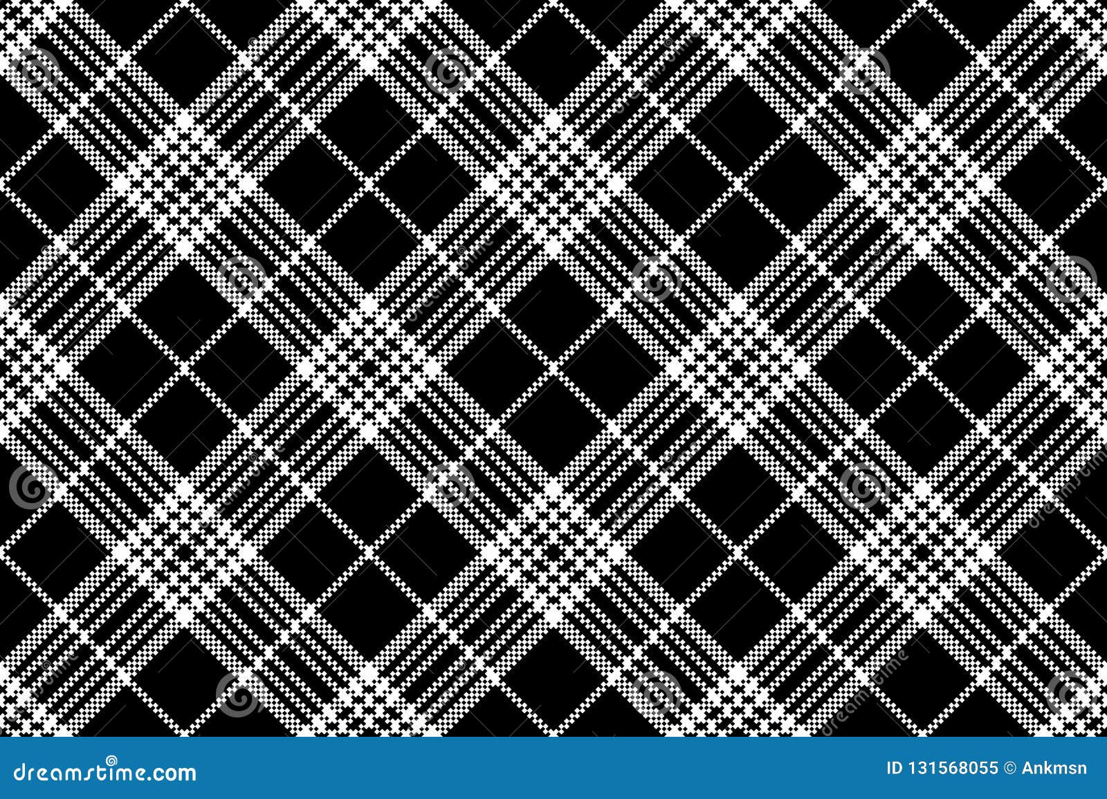 Simple Dark Fabric Check Black White Seamless Pattern. Vector ...
