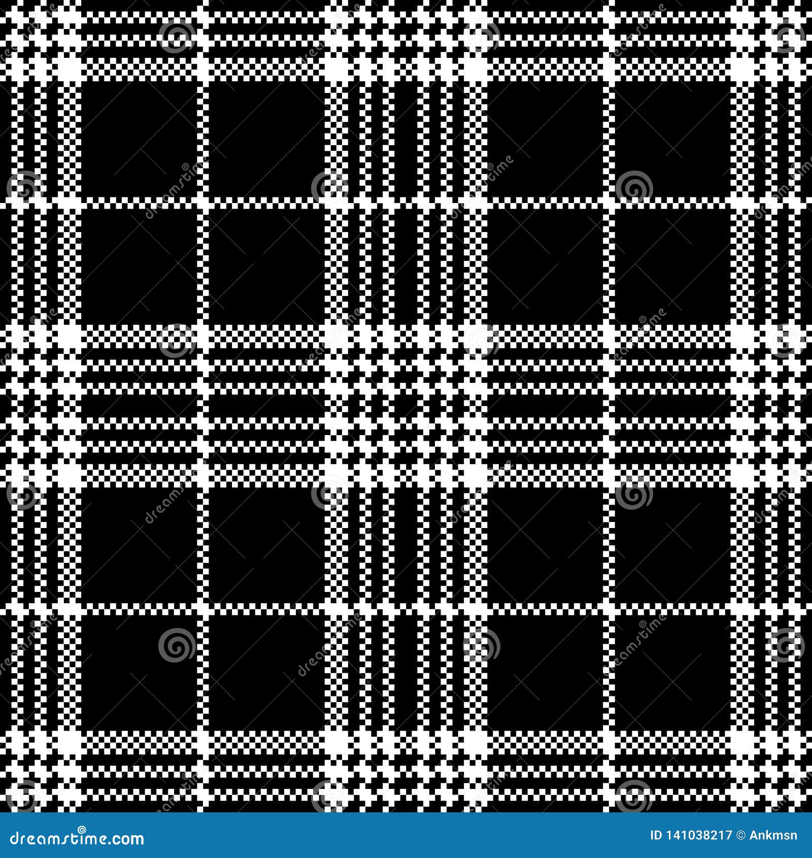 Simple Dark Fabric Check Black White Seamless Pattern Stock Vector ...