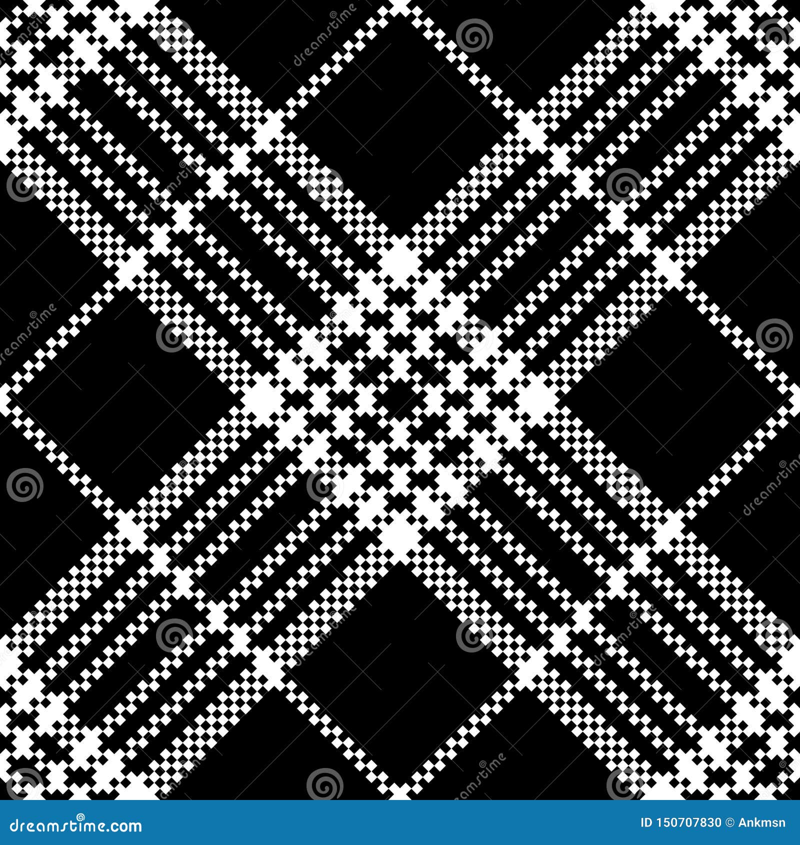 Simple Dark Fabric Check Black White Seamless Pattern Stock Vector ...