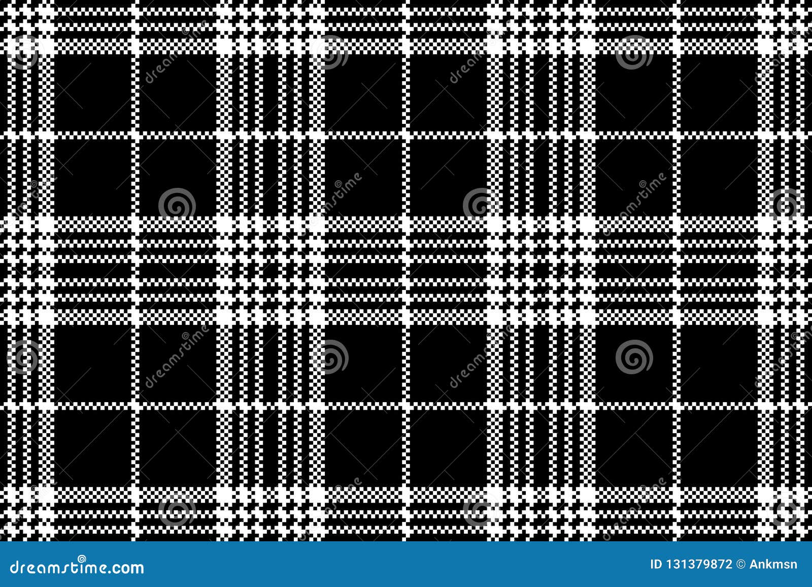 Simple Dark Fabric Check Black White Seamless Pattern Stock Vector ...