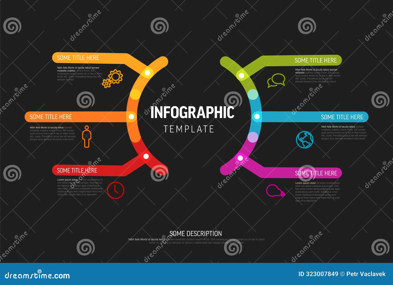 Simple Dark Infographic Schema Diagram Template Cartoon Vector ...