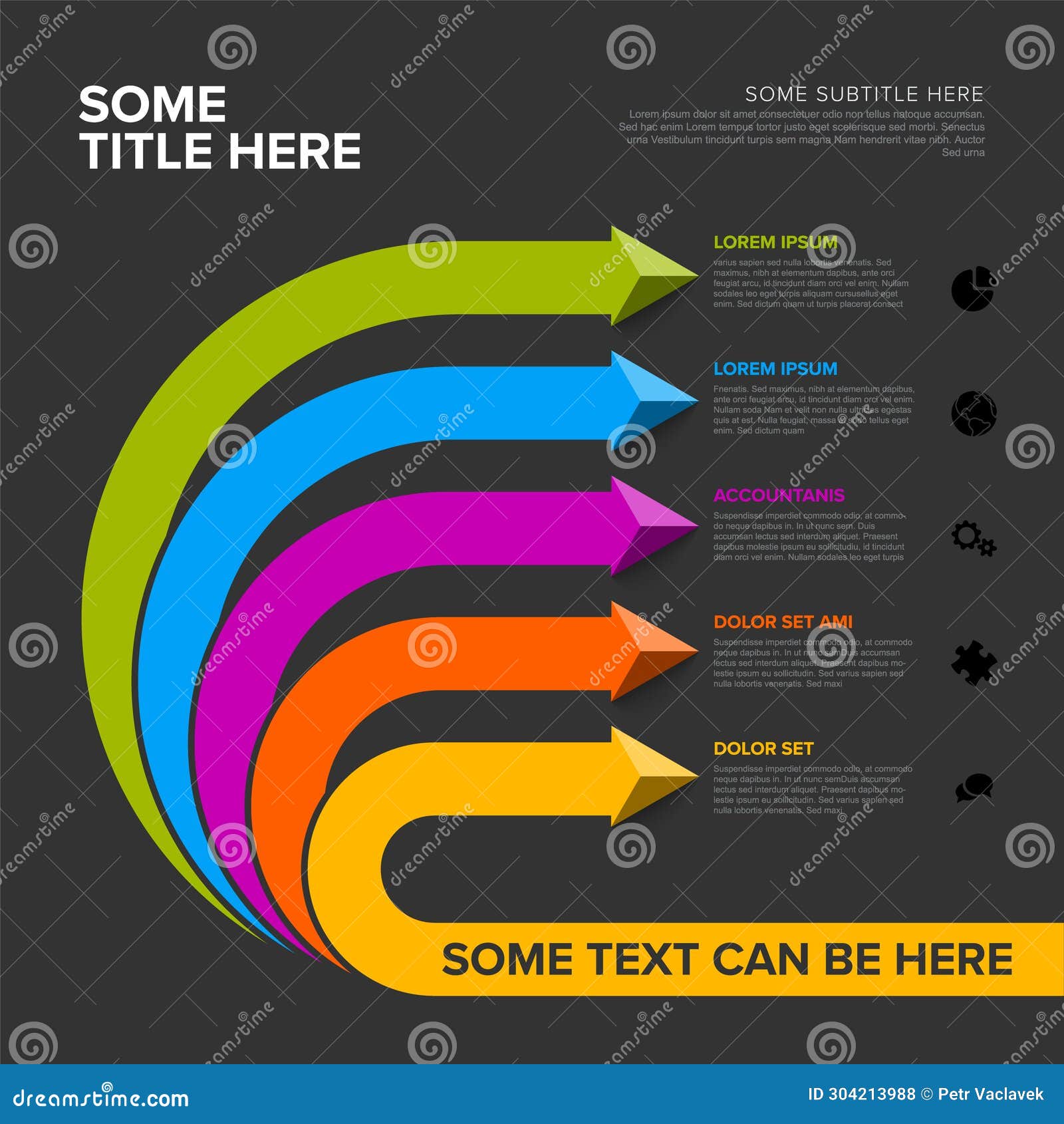 Simple Dark Infographic with Title and Five Smaller Element Option ...