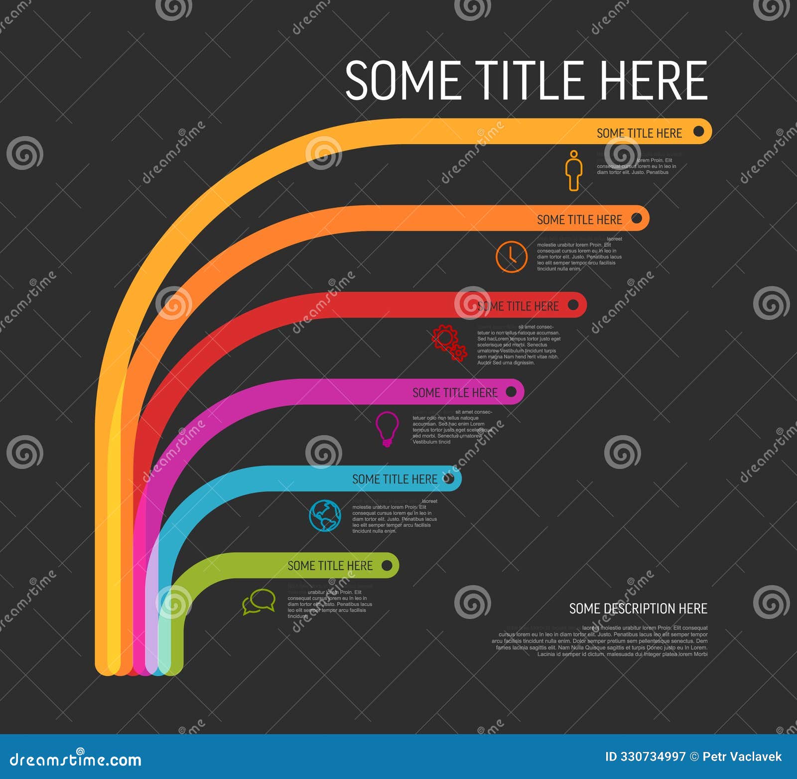 Simple Dark Infographic with Title and Six Smaller Element Option Items ...
