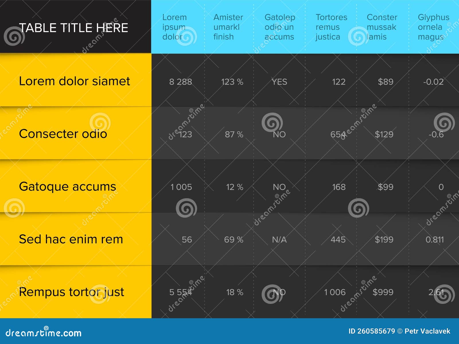Multipurpose Dark Venn Diagram Schema Template With Five Elements ...
