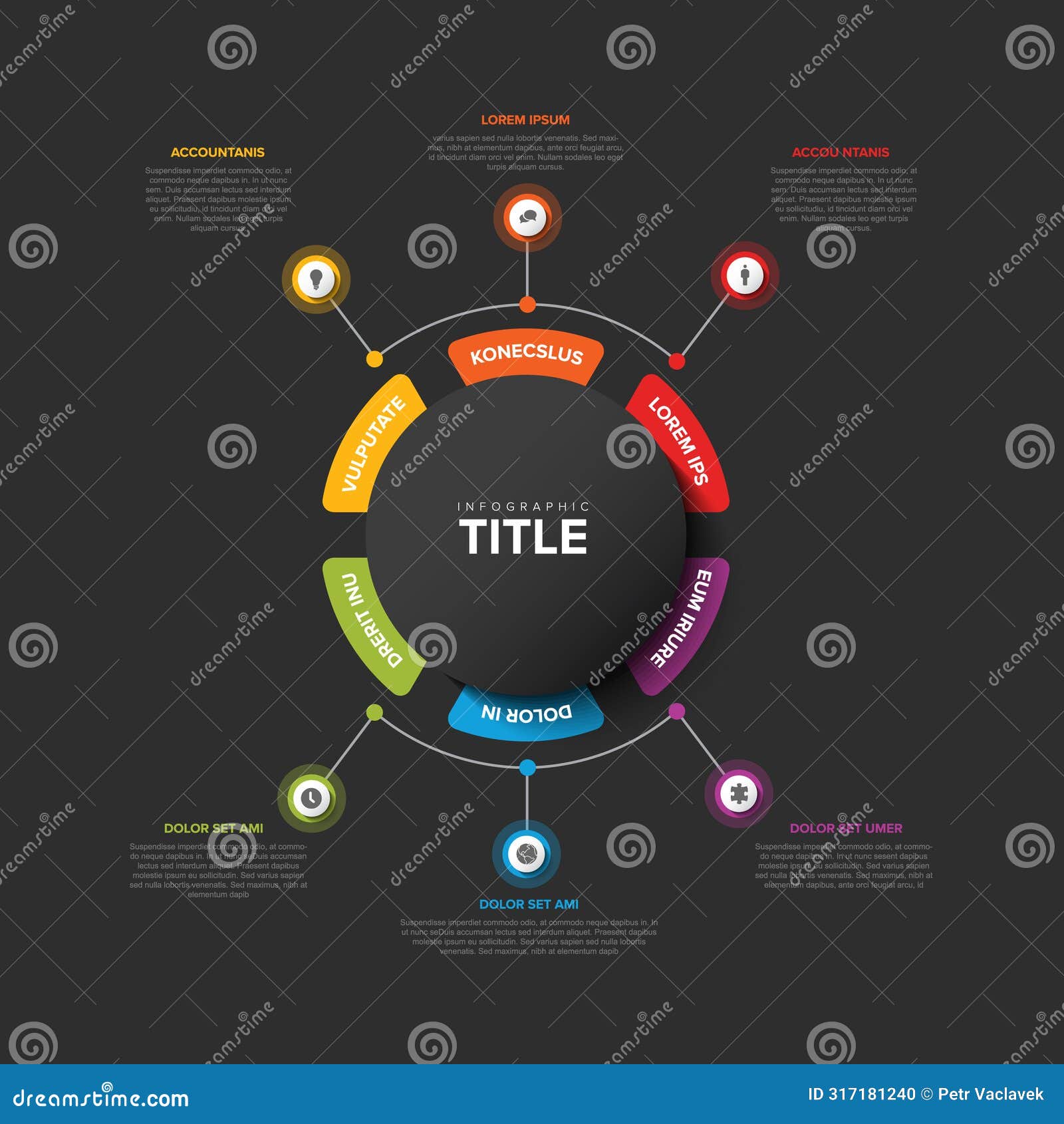 Simple Dark Vertical Colorful Circular Infographic Design Template with ...