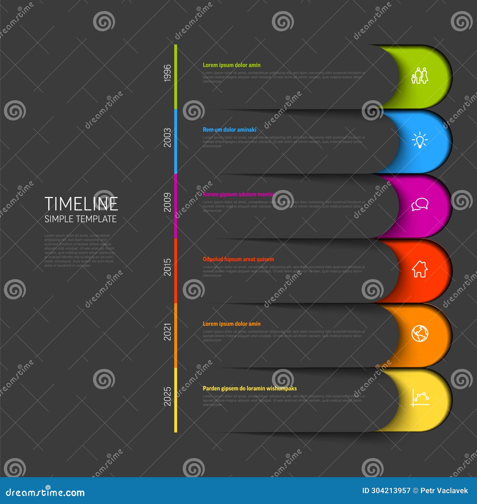 Simple Dark Vertical Infographic Timeline Template Made from White ...