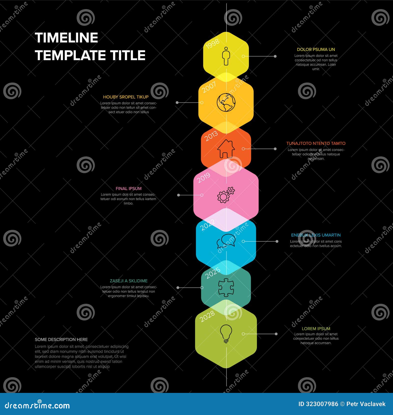 Simple Dark Vertical Overlay Timeline Graph Template with Overlay ...