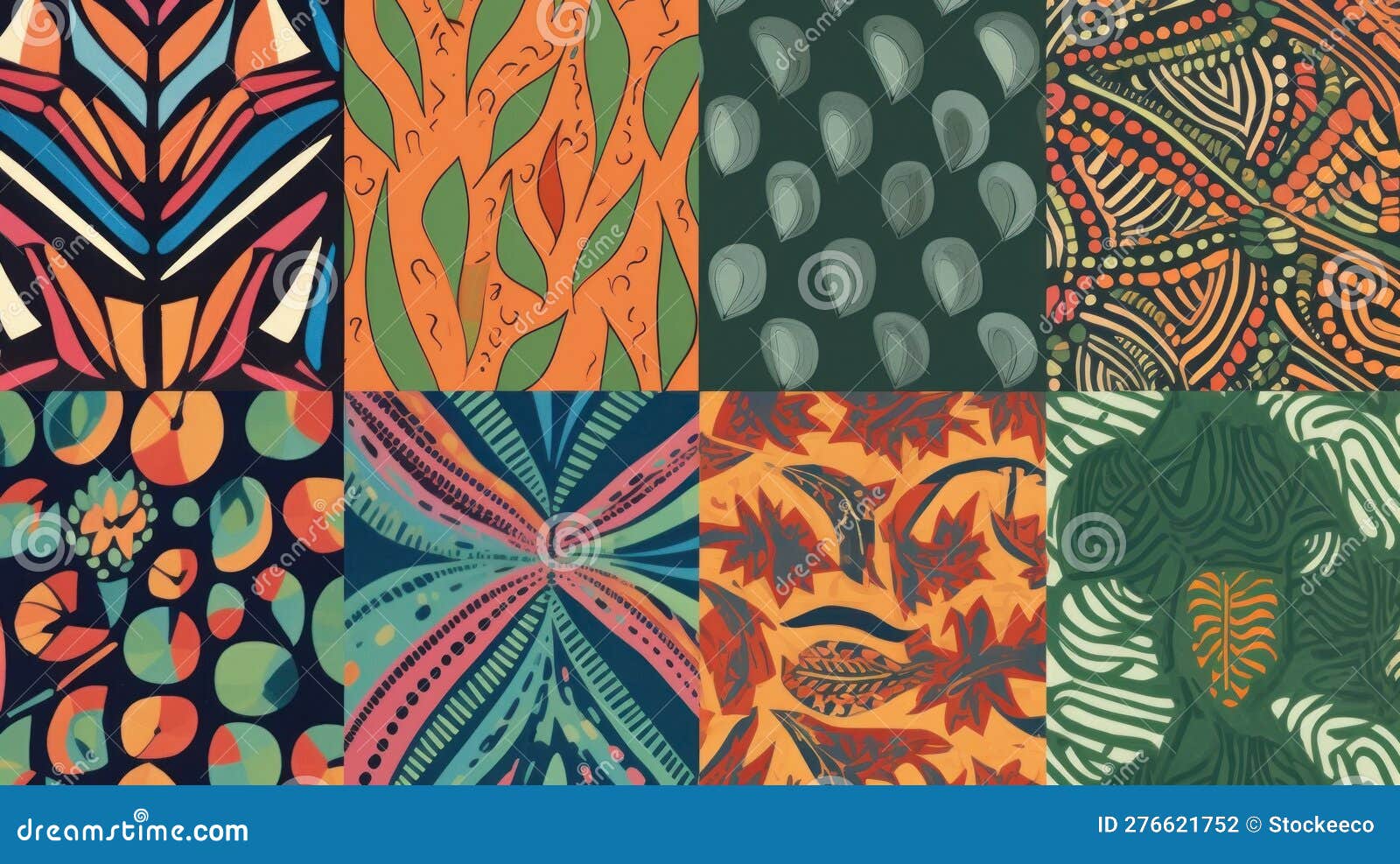 Simple Dashiki Patterns in Matisse Style Gouache Stock Illustration ...