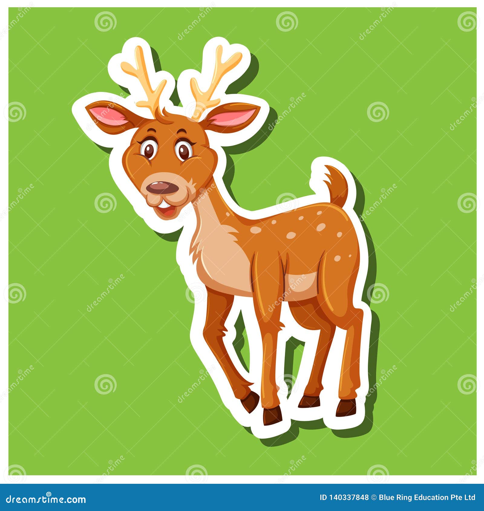 A simple dear sticker stock vector. Illustration of character - 140337848
