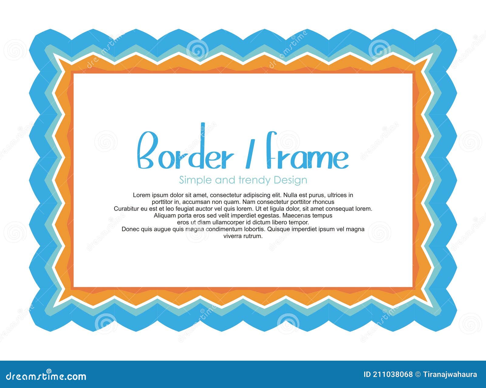 Simple Decorative Frame or Border Vector Design with Blue and Yellow ...