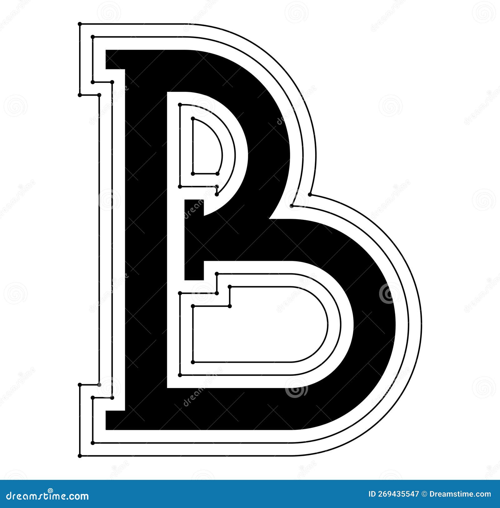 Simple Decorative Letter with Outline.Vector Custom Font. Stock ...