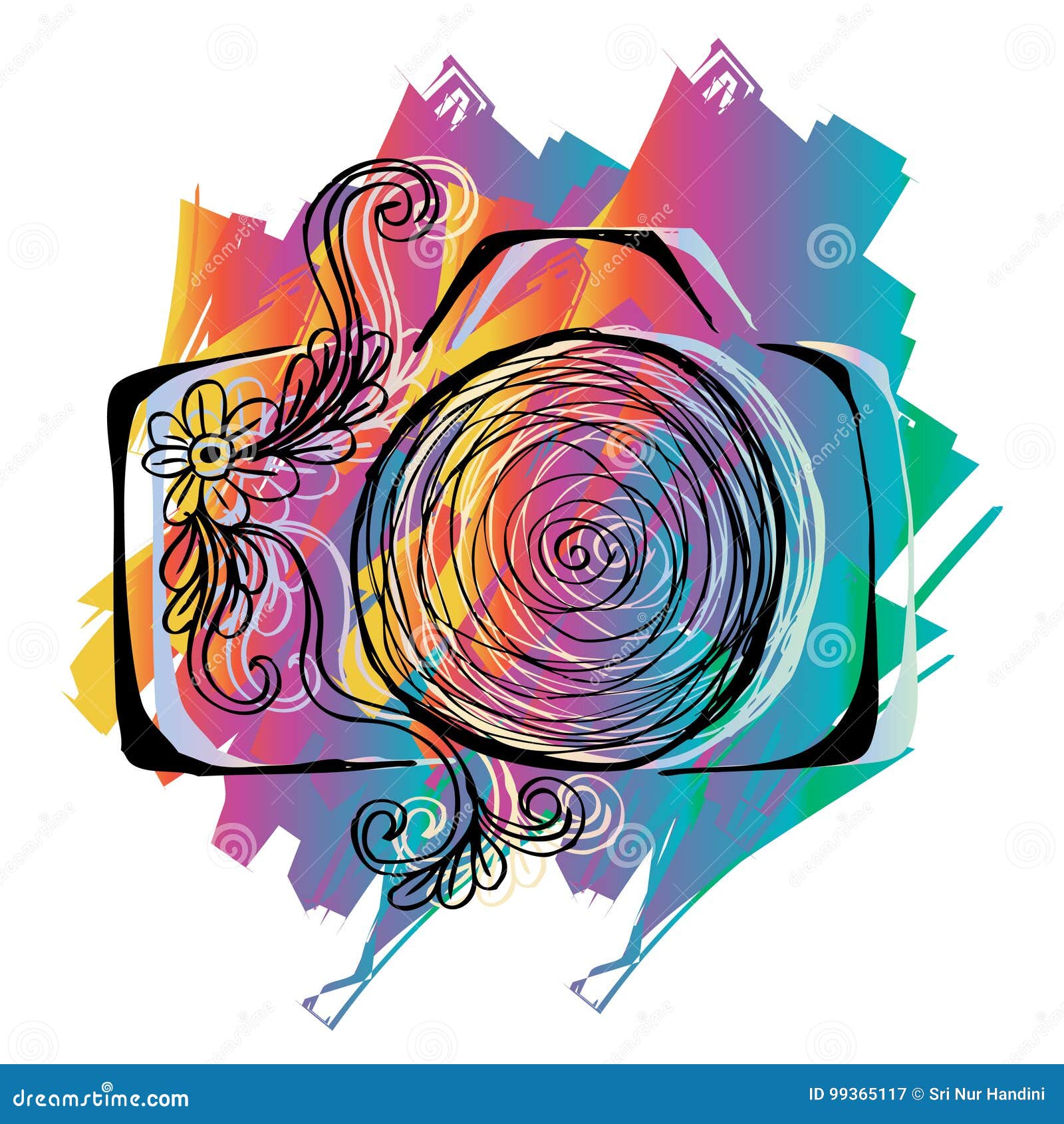 Simple Decorative Photo Camera Stock Vector - Illustration of outline ...