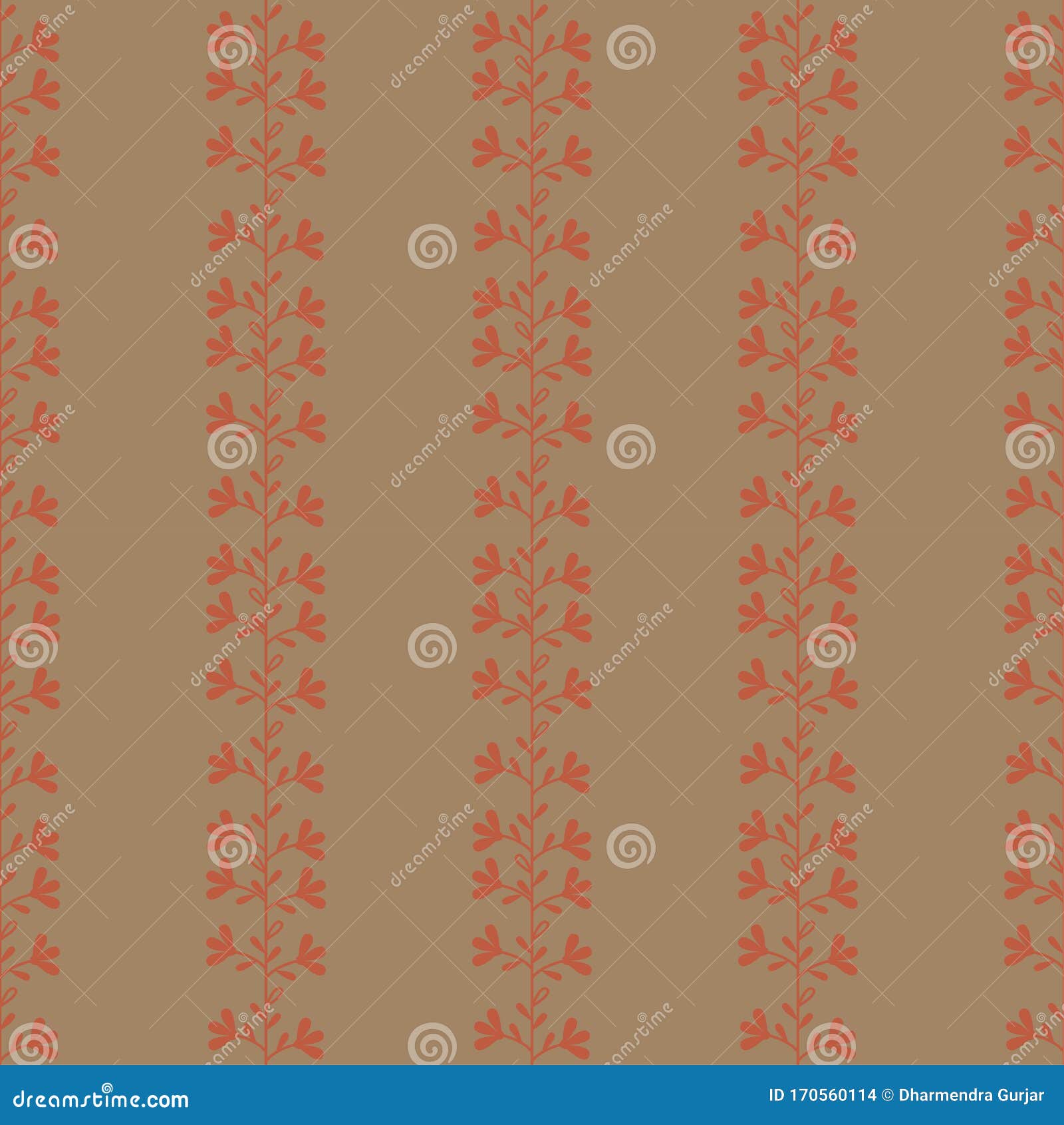 A Simple Decorative Seamless Vector Pattern. Leaf and Flower Stem ...