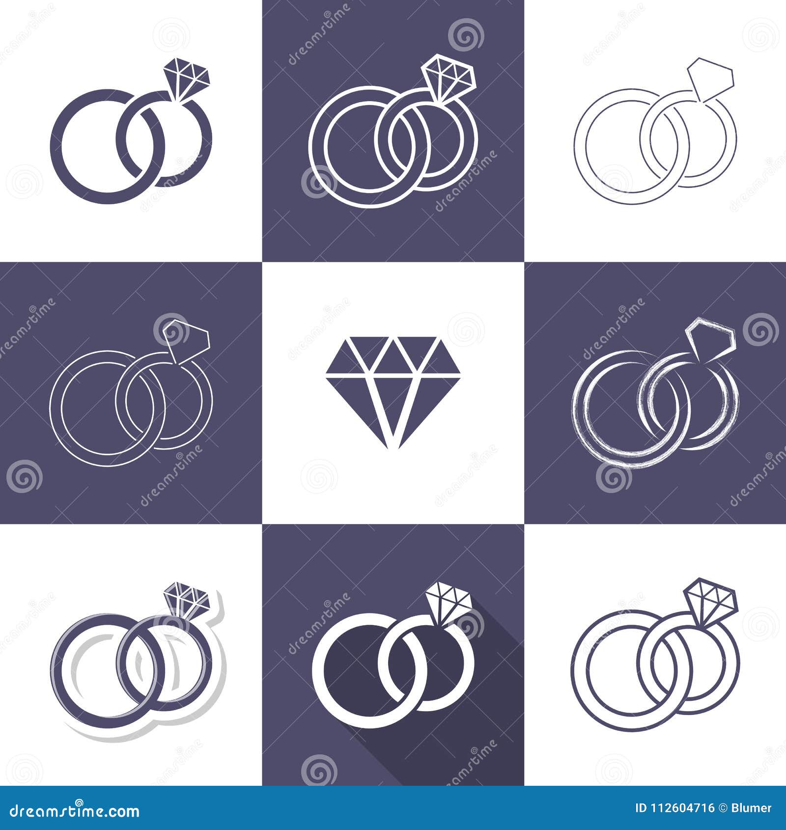 Simple Decorative Wedding Rings Icons Stock Vector - Illustration of ...