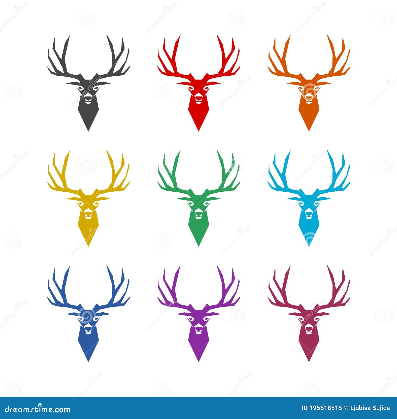 Simple Deer Icon, Color Set Stock Vector - Illustration of emblem, male ...
