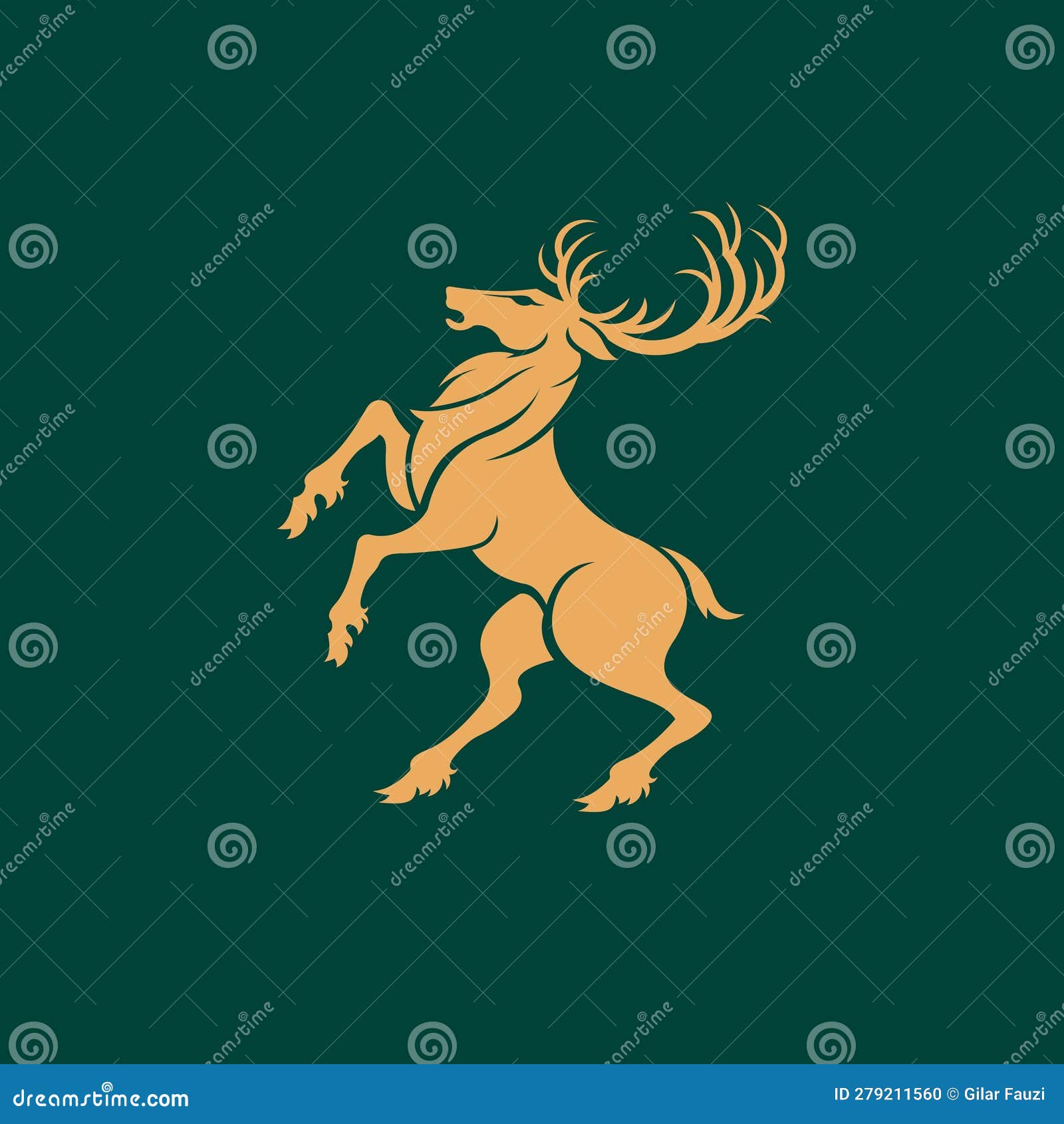 Simple Deer Logo Design Thick Lines, Circular Deer Logo With Gradient Vector Illustration ...