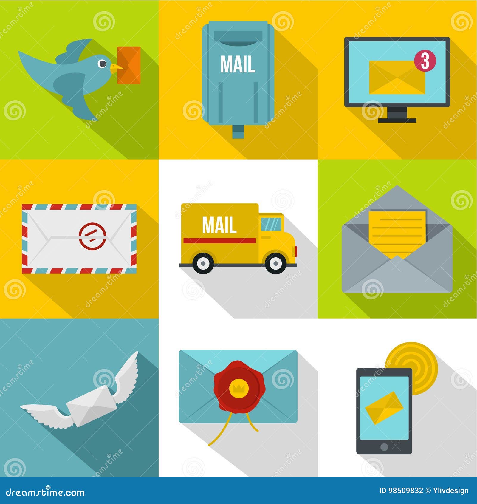 Simple Delivery Icons Set, Flat Style Stock Vector - Illustration of ...