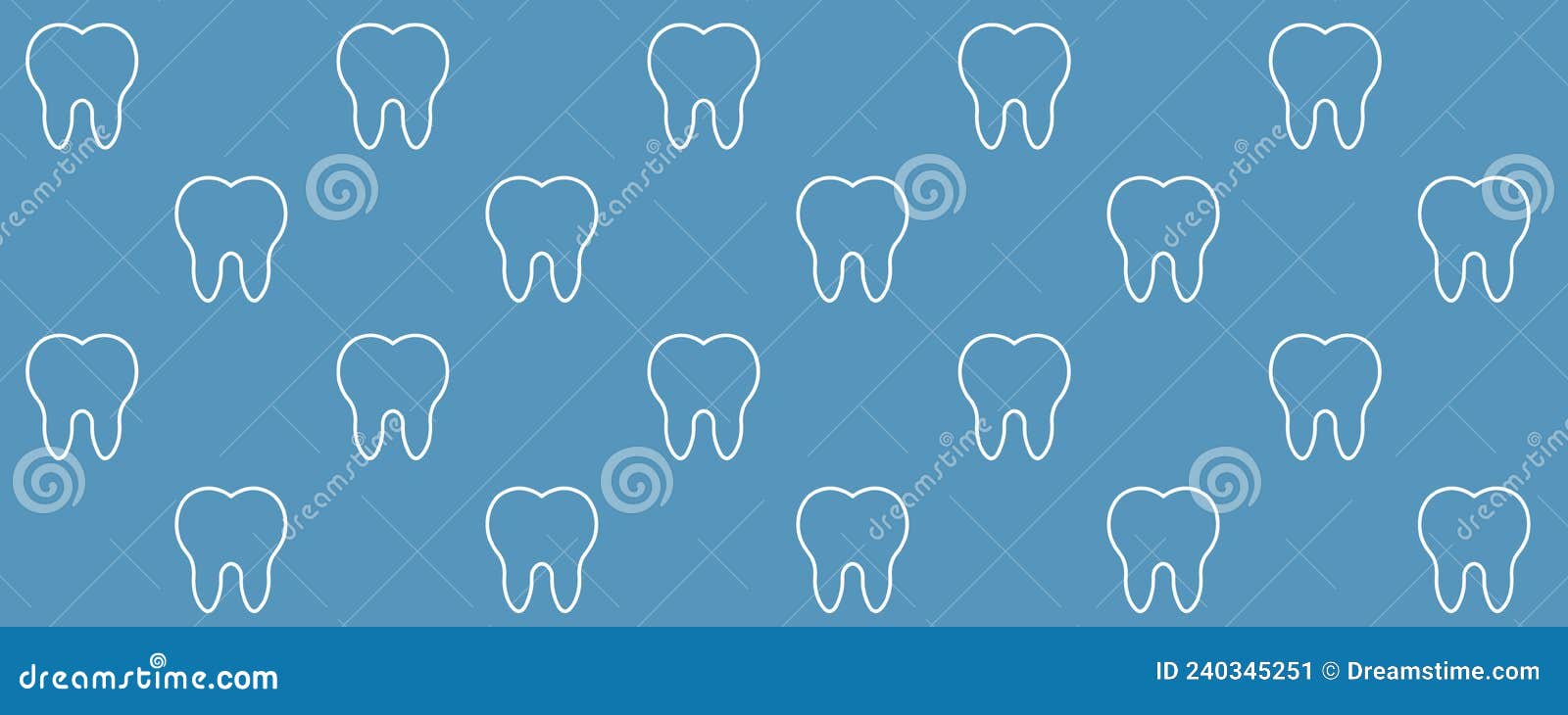 Simple Dental Pattern. Flat Illustration of Teeth on Blue Background ...