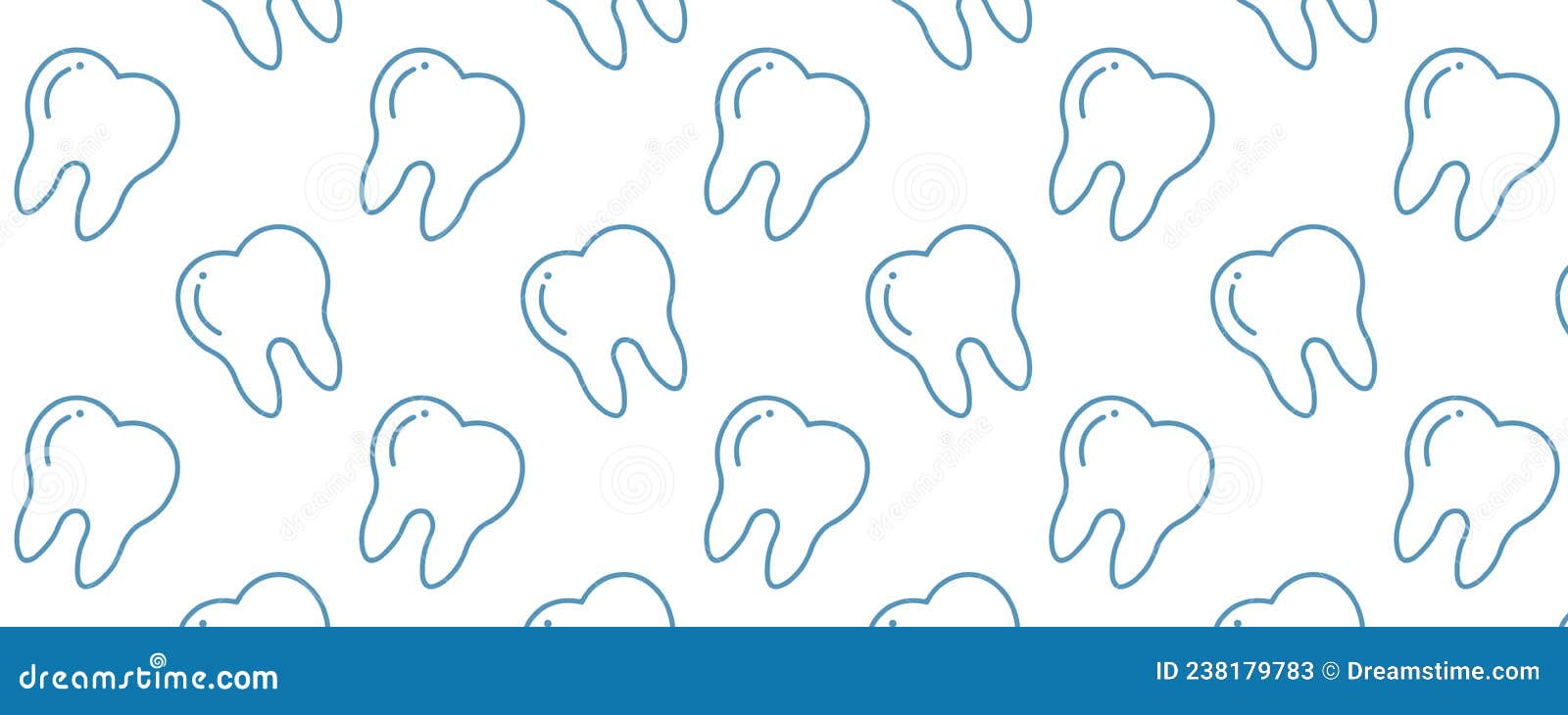 Simple Teeth Pattern. Outline Illustration of Blue Teeth. Stock Vector ...