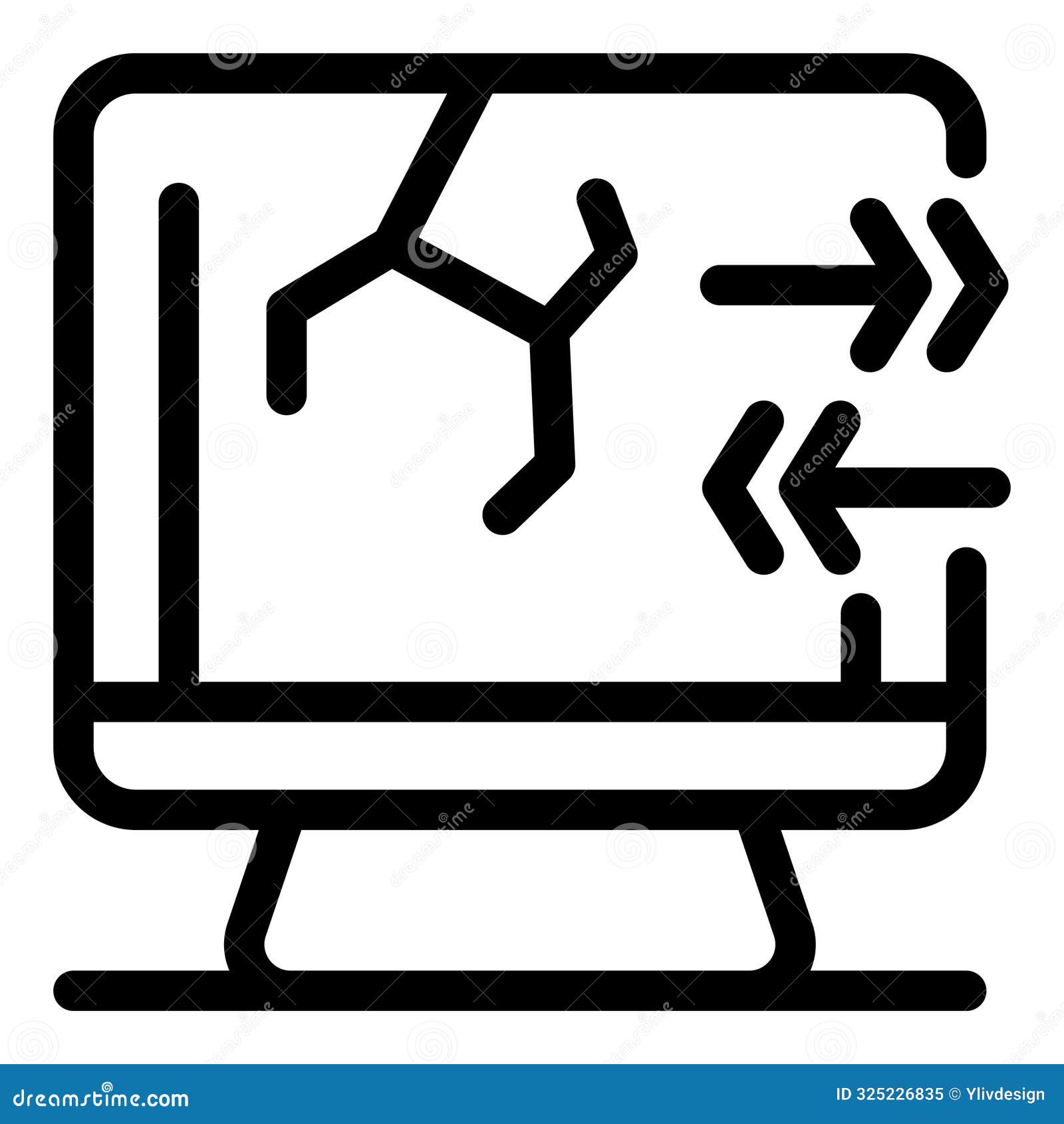 This Simple Design Depicts a Cracked Computer Screen with Arrows ...