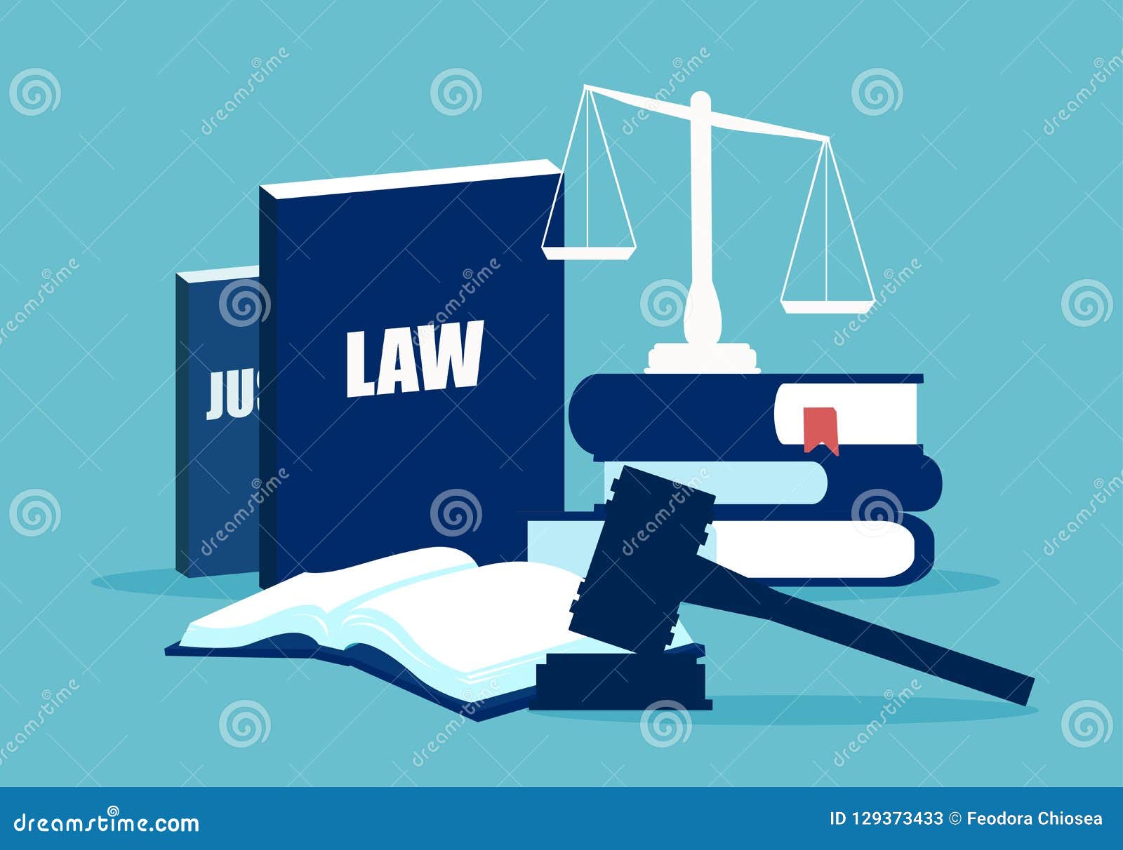 Flat Design of Law System Elements Stock Illustration - Illustration of ...