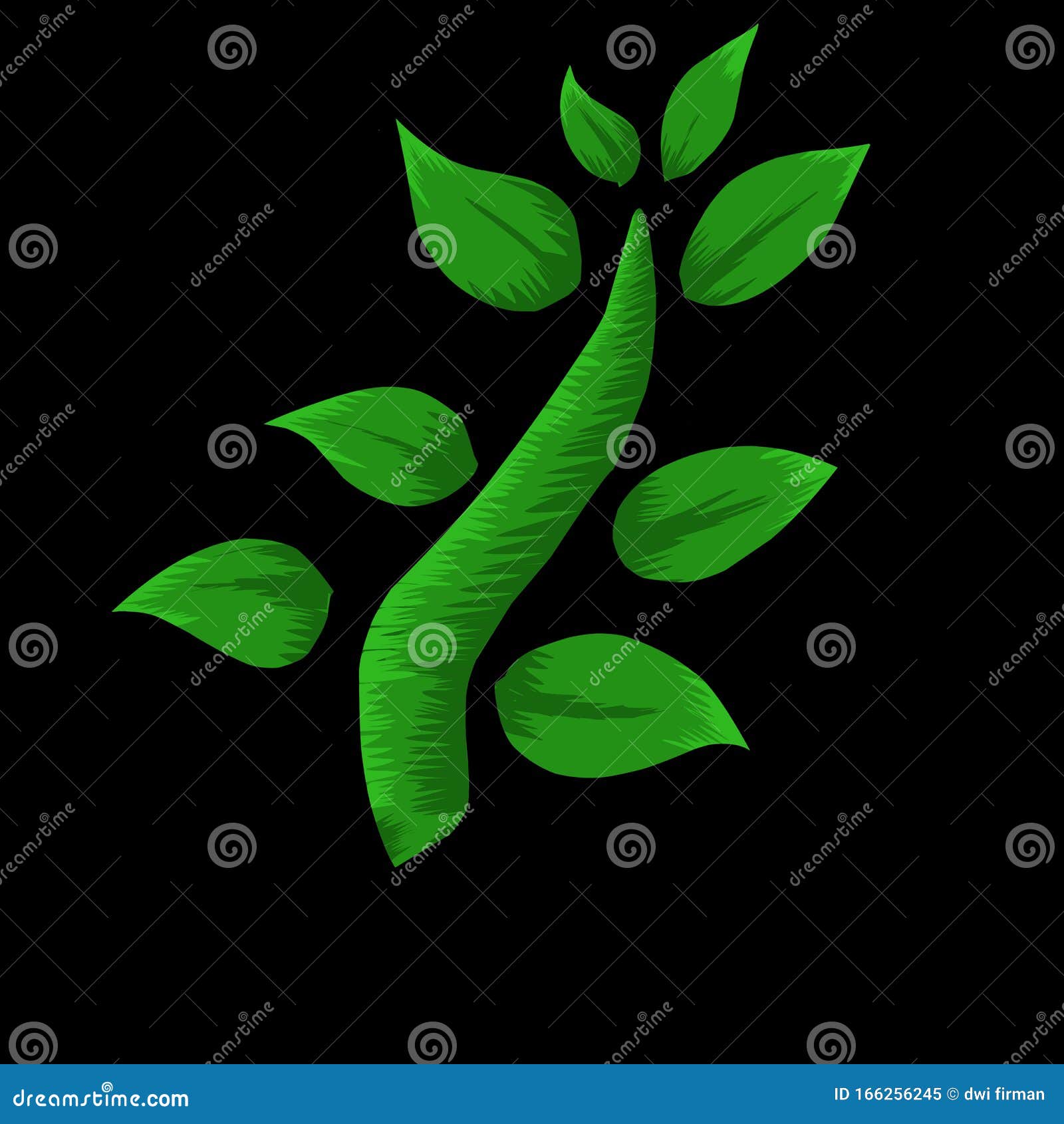Simple Design Plant of Tree on Black Background Stock Illustration ...