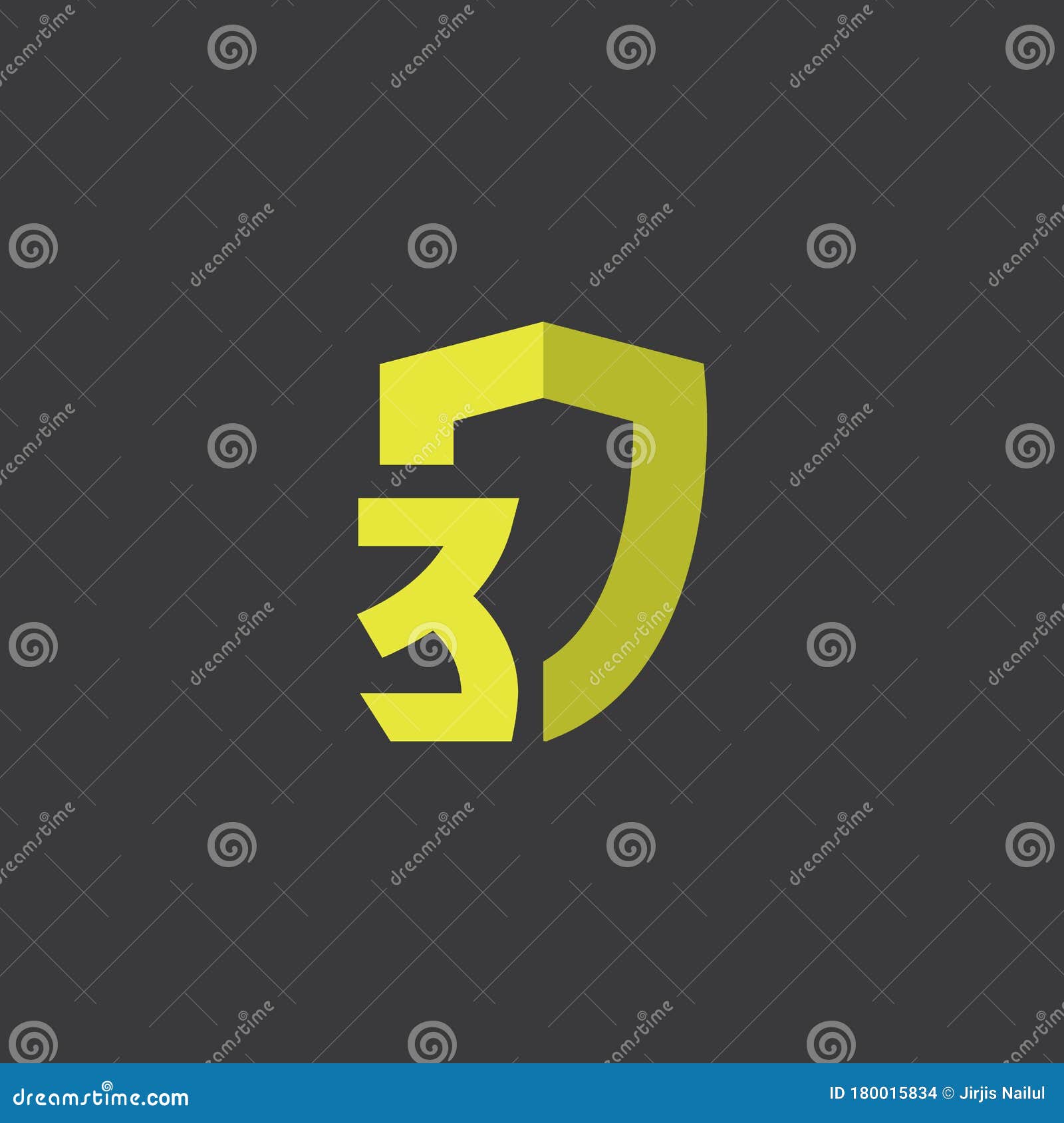 Simple Design Shield with Number Three Stock Vector - Illustration of ...