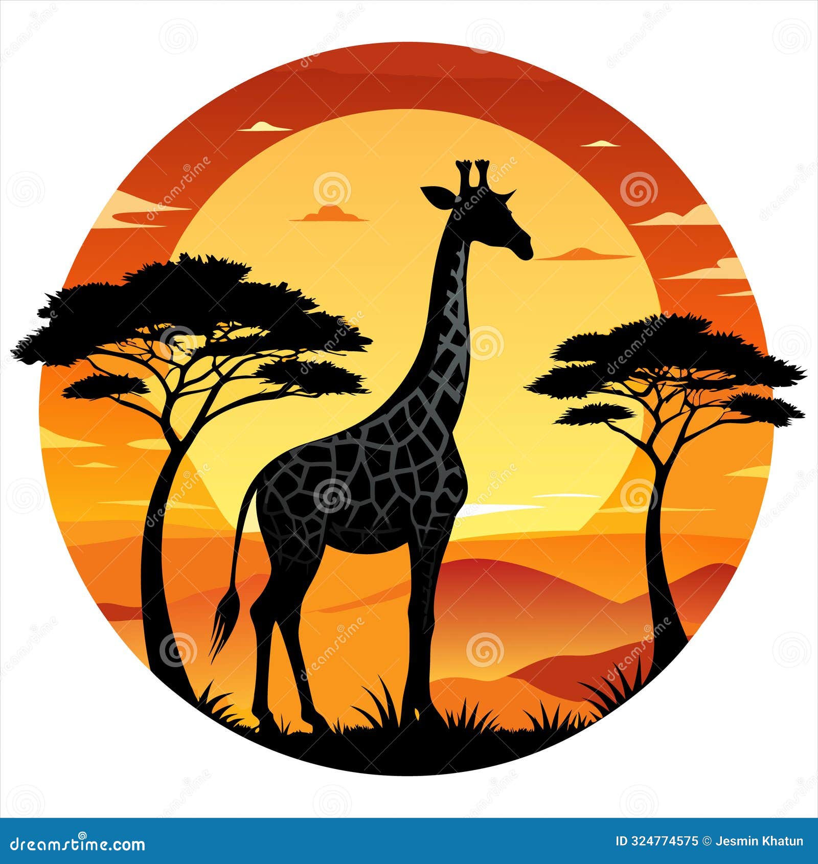 Simple Design of Silhouette of Giraffe Collection Stock Illustration ...