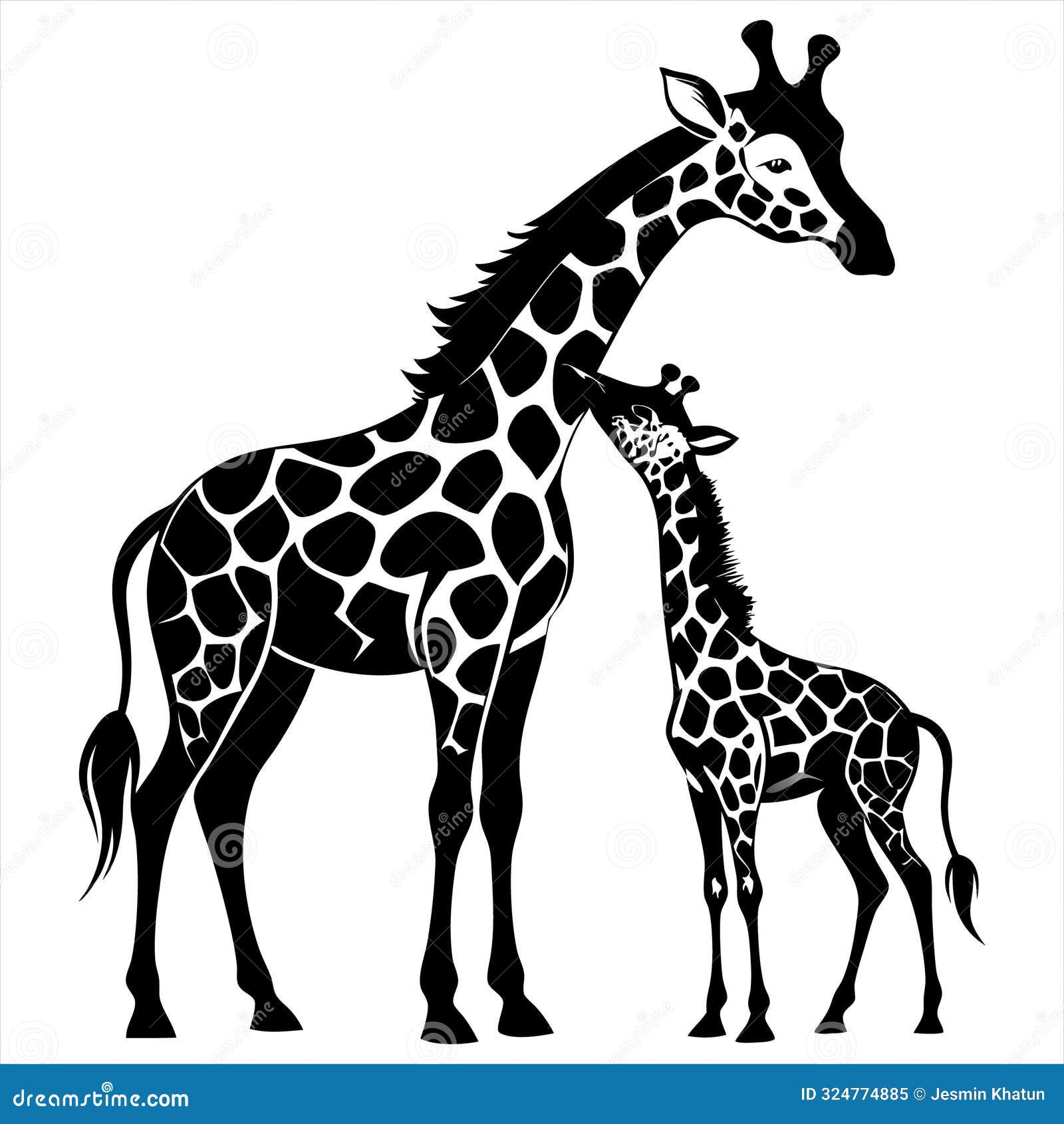 Simple Design of Silhouette of Giraffe Collection Stock Illustration ...