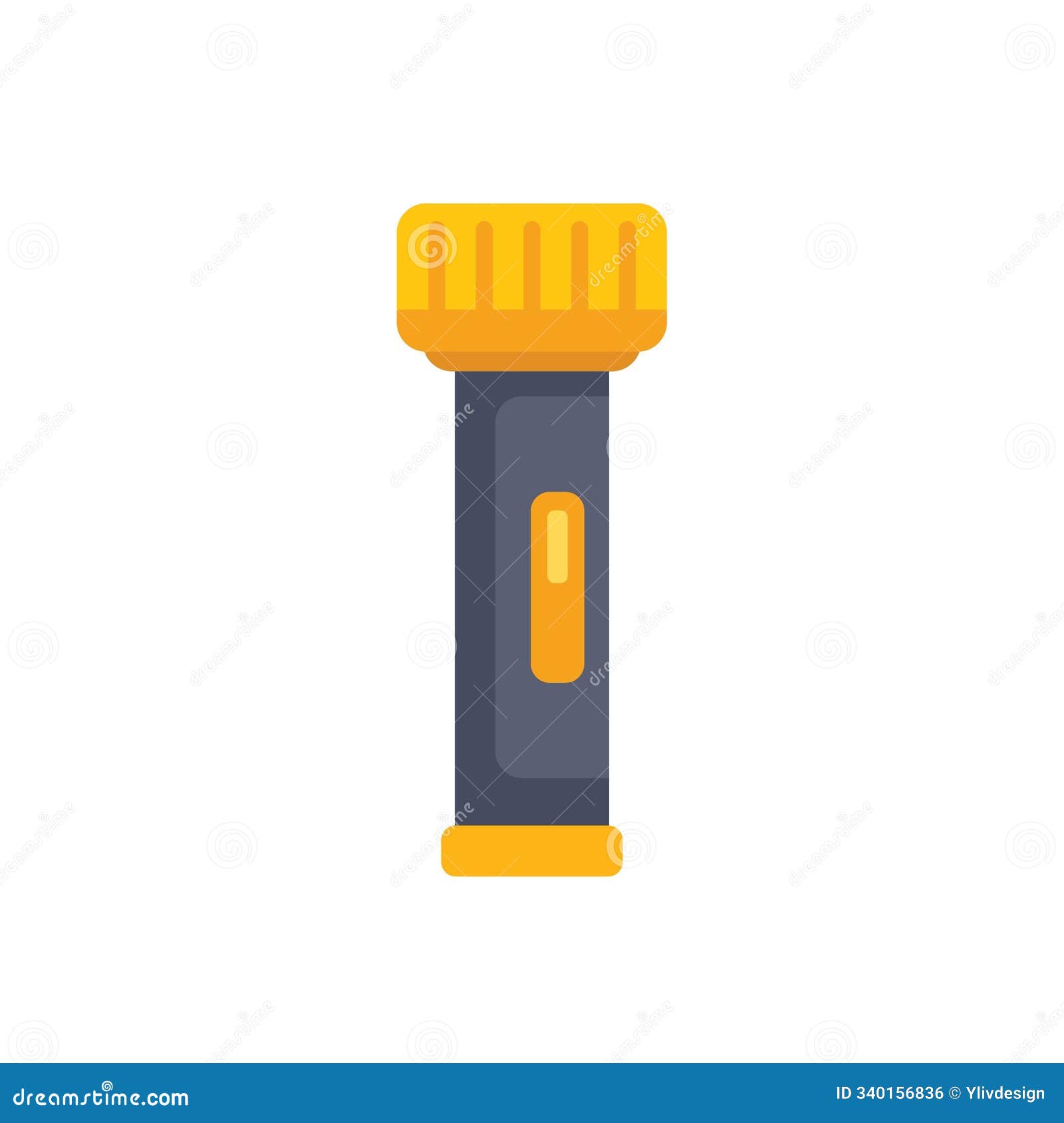 Yellow Flashlight Lighting Up the Dark in Flat Design Style Stock ...