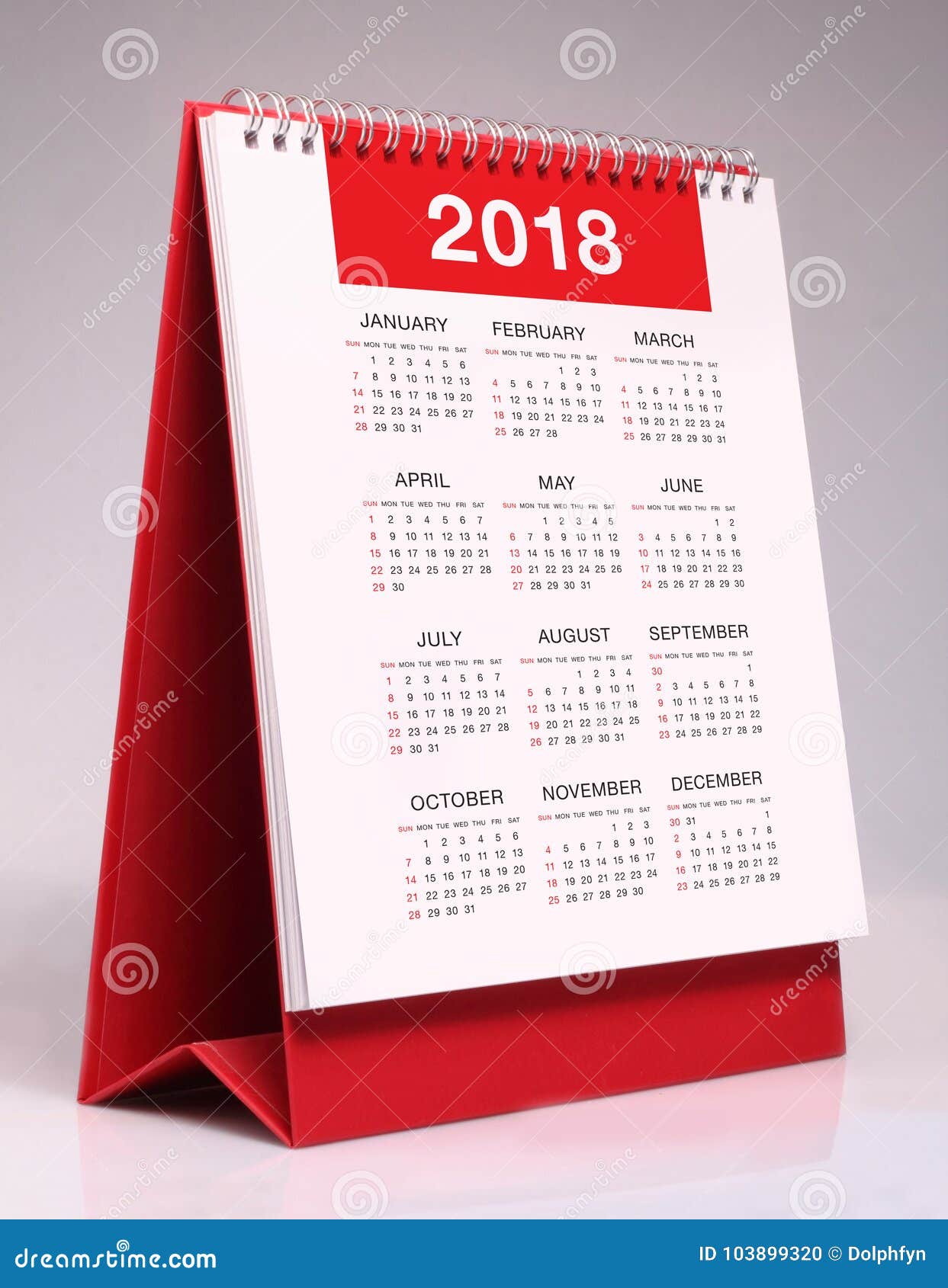Simple desk calendar 2018 stock photo. Image of standing - 103899320