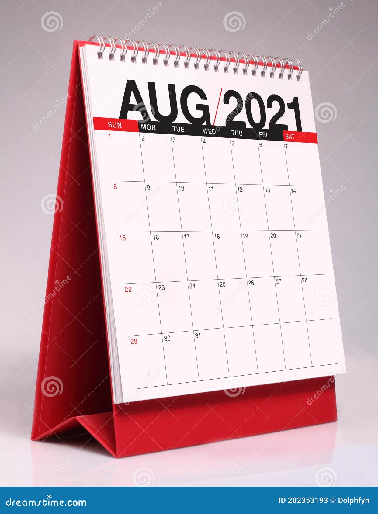 Simple Desk Calendar 2021 - August Stock Image - Image of standing ...
