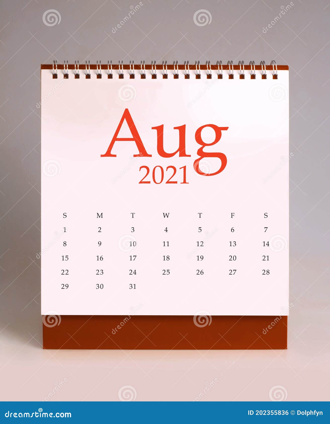 Simple Desk Calendar 2021 - August Stock Photo - Image of date, table ...