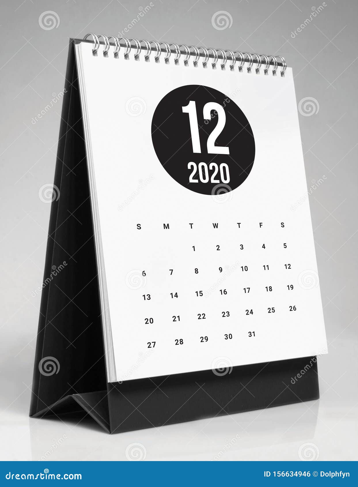 Simple Desk Calendar 2020 - December Stock Photo - Image of standing ...