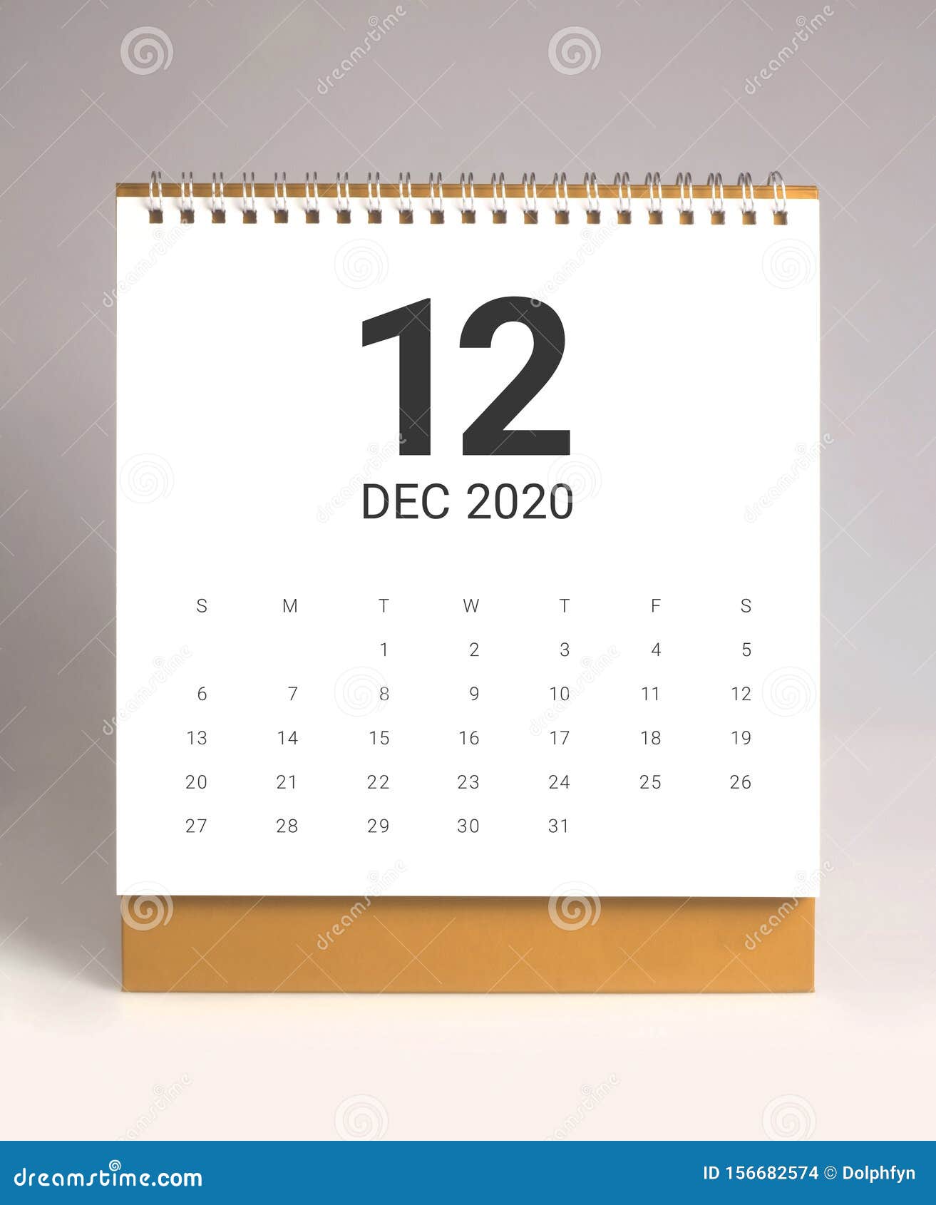 Simple Desk Calendar 2020 - December Stock Photo - Image of date ...