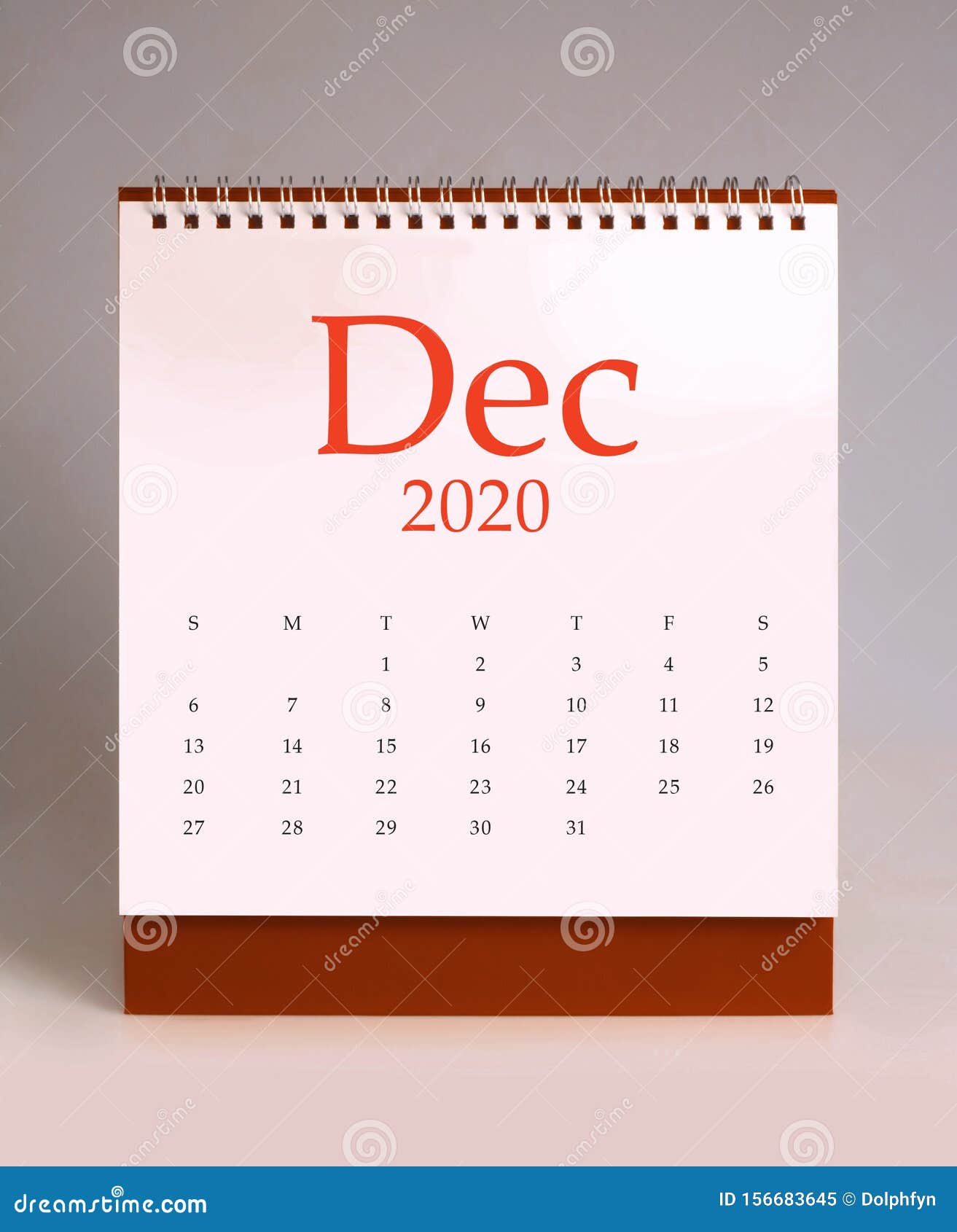 Simple Desk Calendar 2020 - December Stock Image - Image of calendar ...