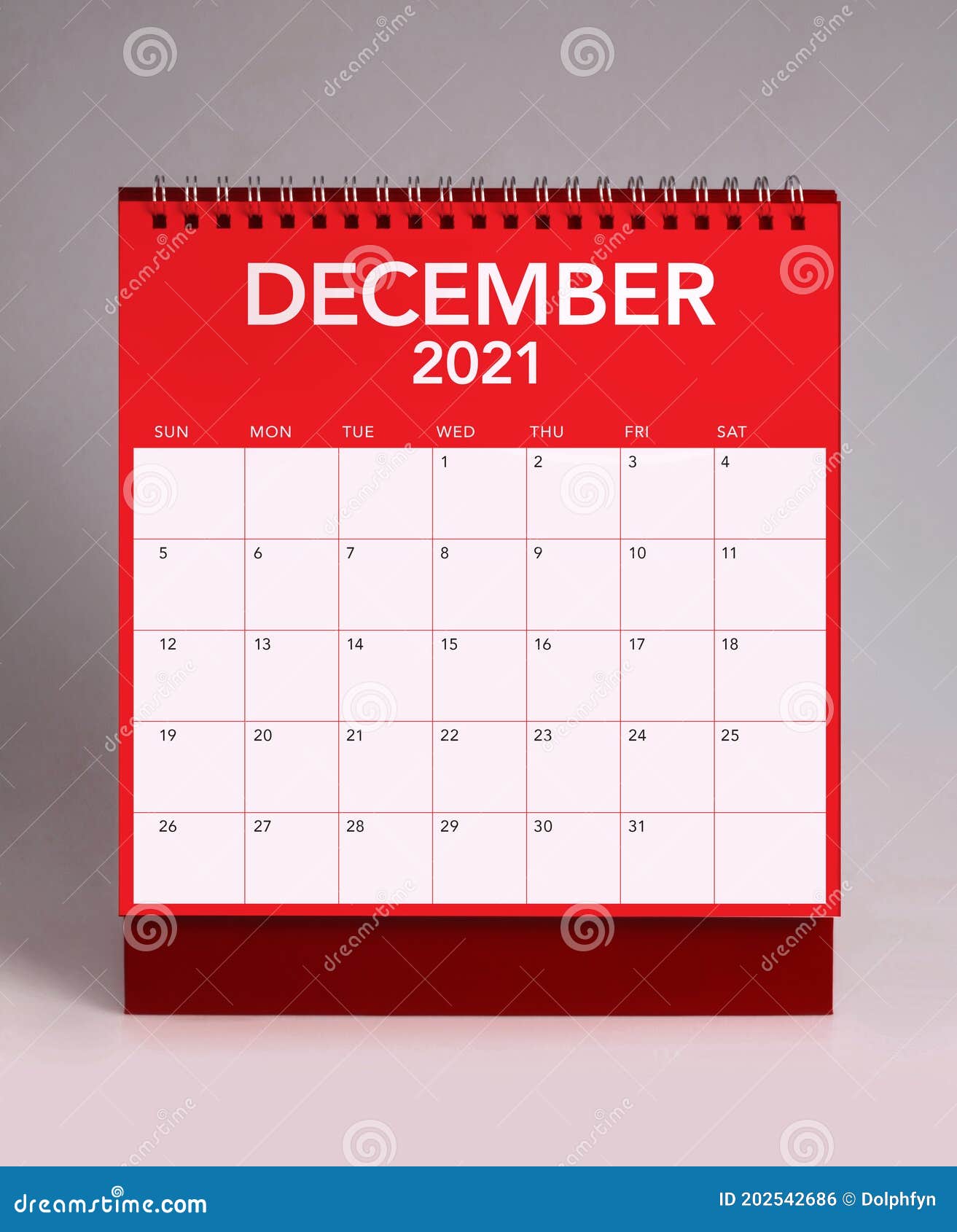 Simple Desk Calendar 2021 - December Stock Photo - Image of design ...