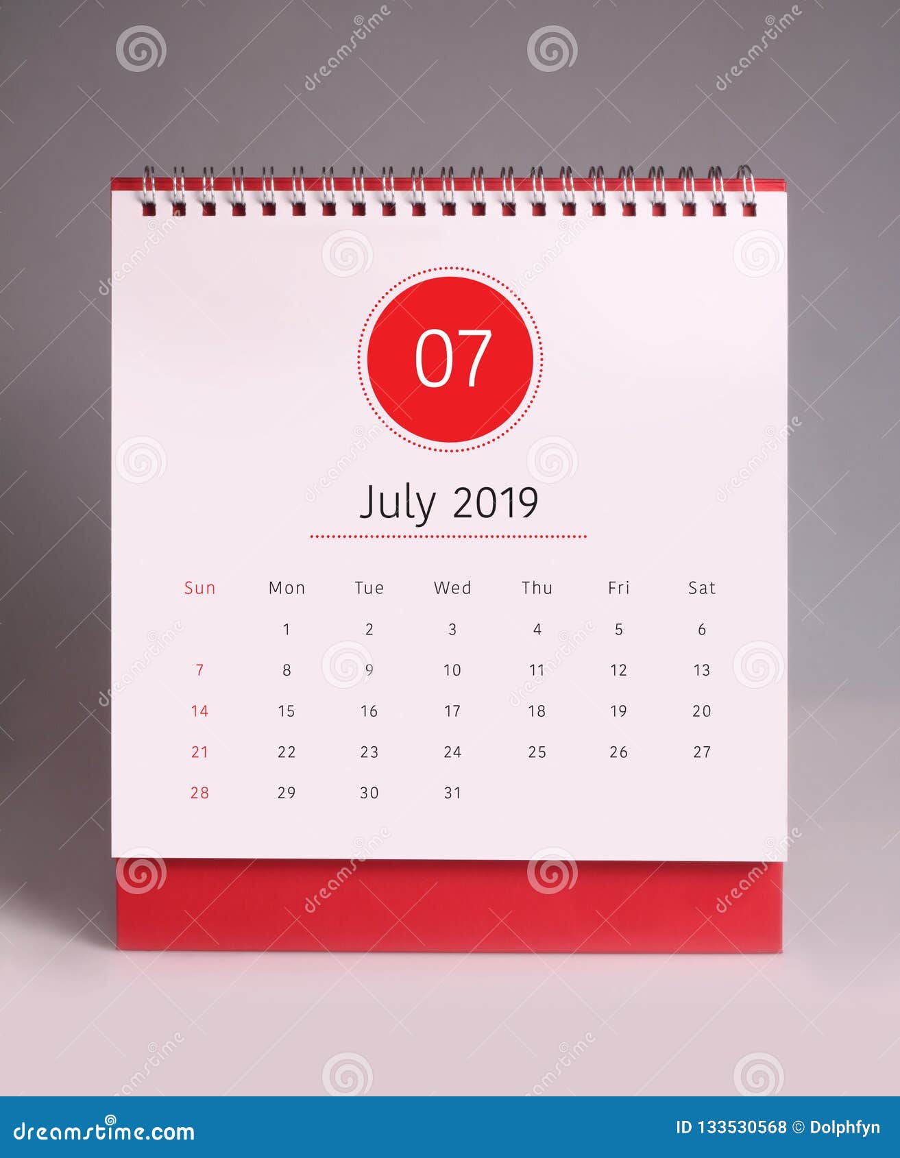 Simple Desk Calendar 2019 - July Stock Photo - Image of monthly ...