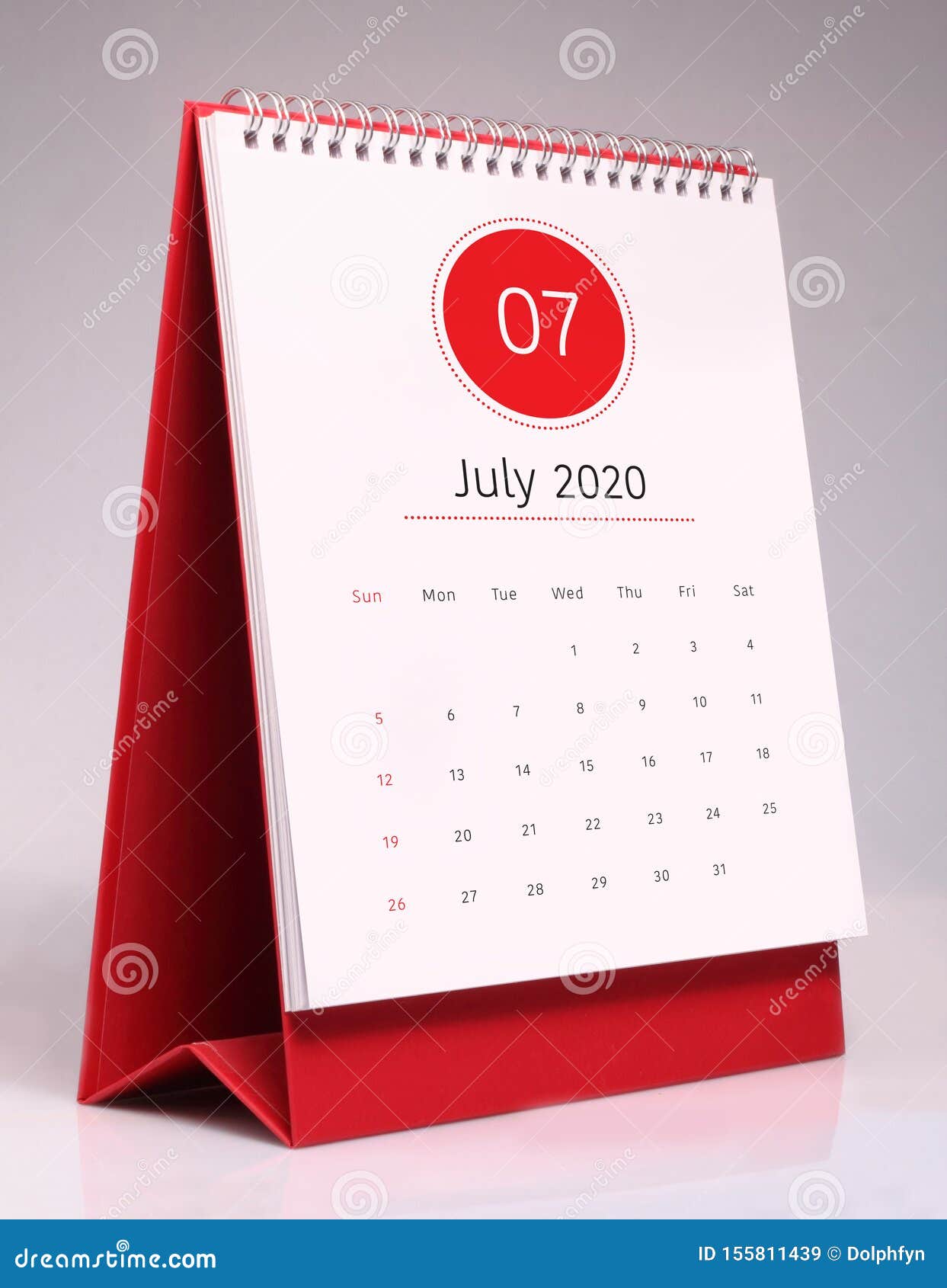 Simple Desk Calendar 2020 - July Stock Image - Image of date, 2020: ...