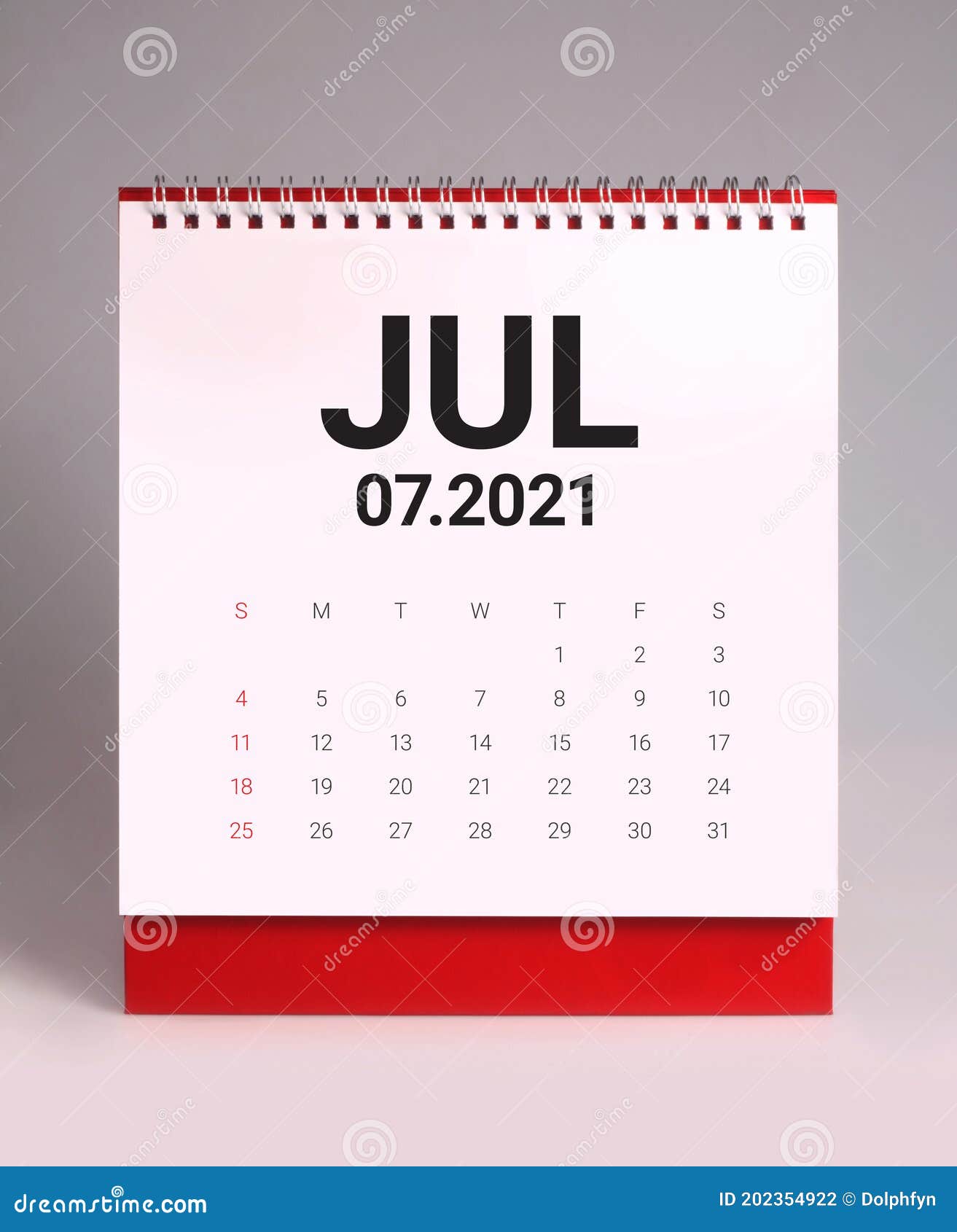 Simple Desk Calendar 2021 - July Stock Photo - Image of july, standing ...