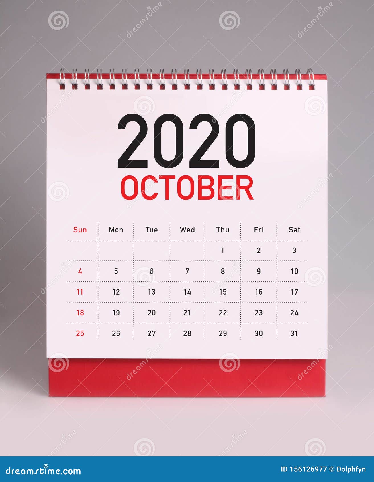 Simple Desk Calendar 2020 - October Stock Image - Image of calendar ...