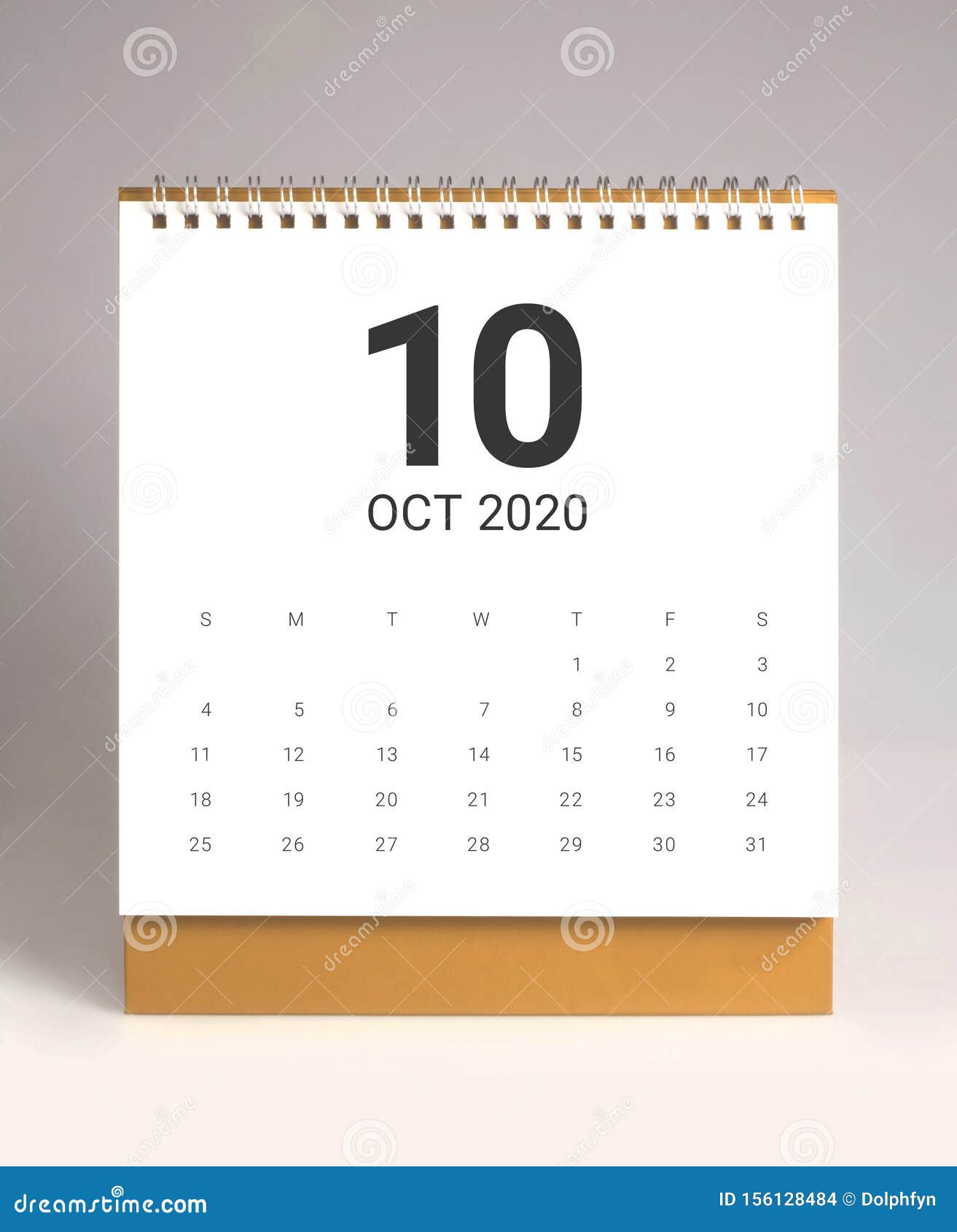 Simple Desk Calendar 2020 - October Stock Photo - Image of year, date ...