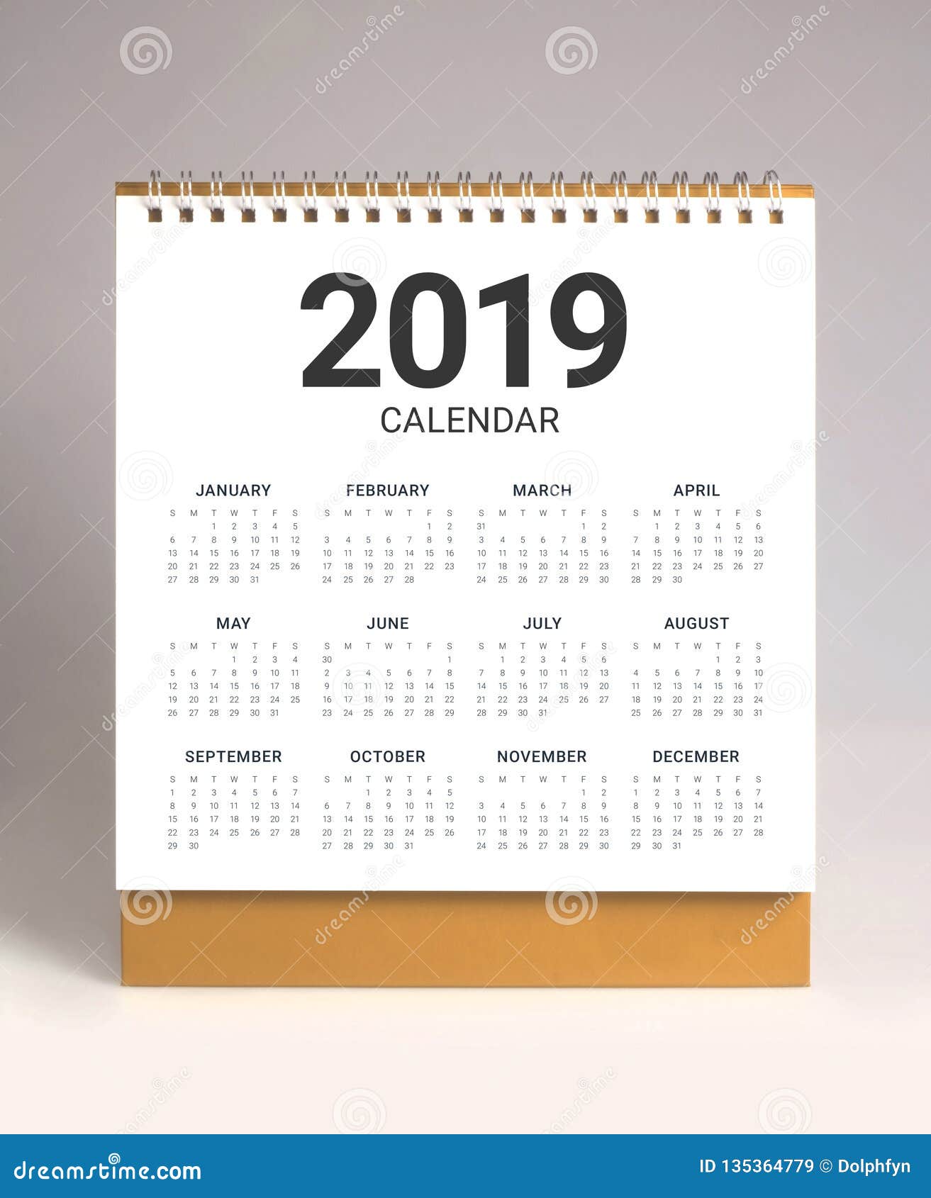 Simple desk calendar 2019 stock image. Image of number - 135364779