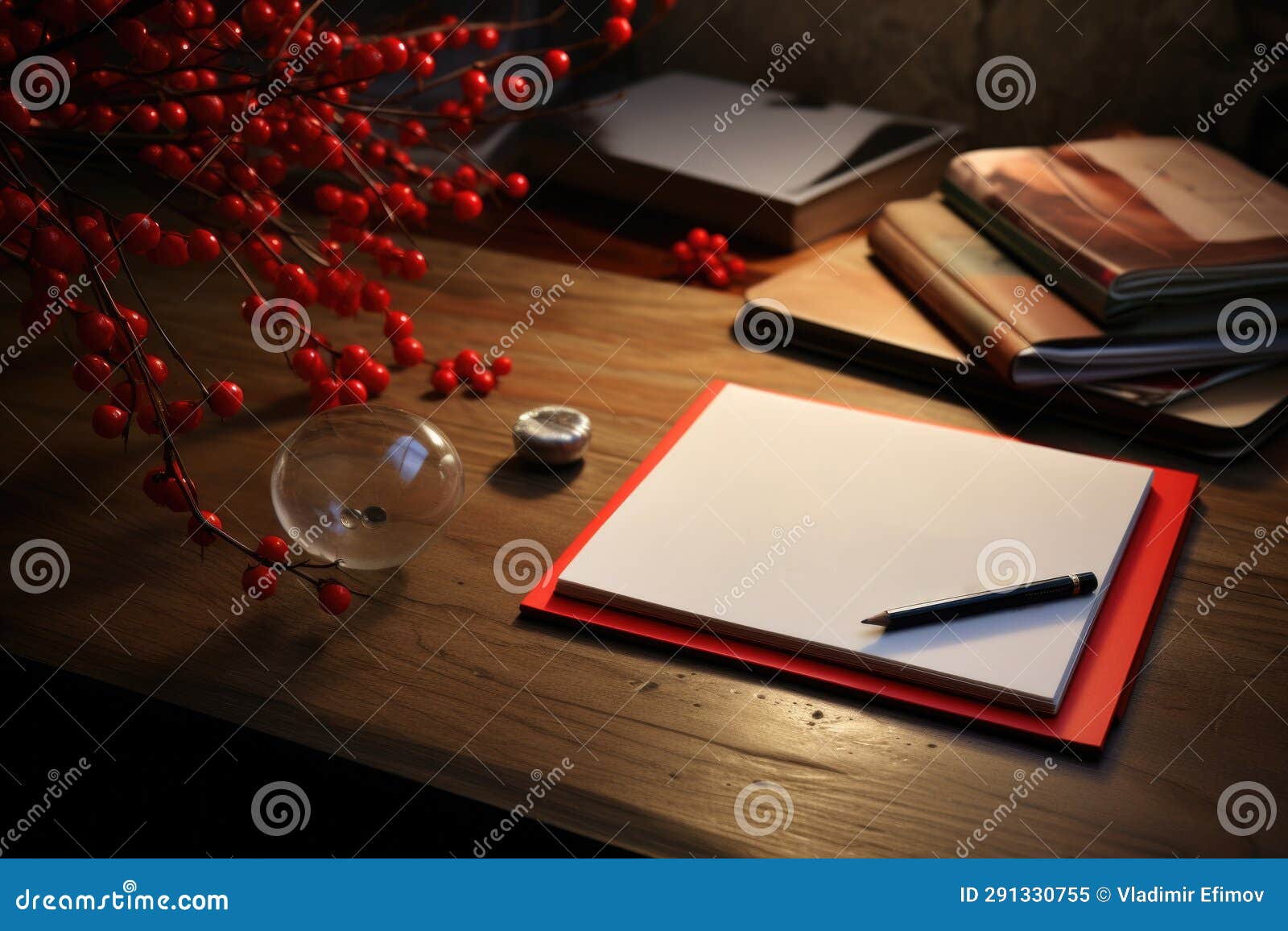 Simple Desk Setup with Notepad and Pen. Stock Image - Image of text ...