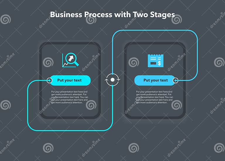 Simple Diagram for Business Process with Two Stages - Dark Version ...